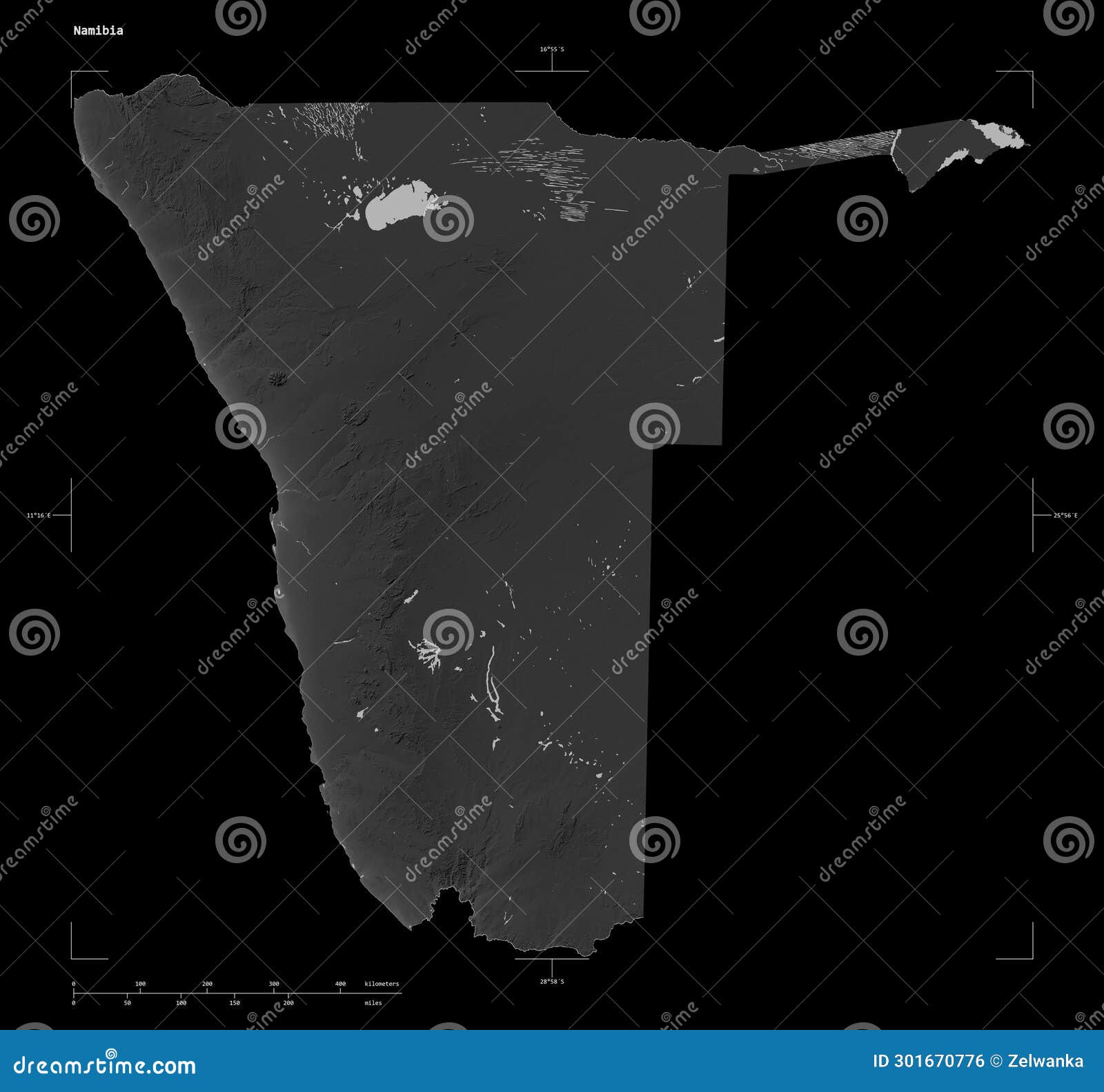Namibia Shape on Black. Grayscale Stock Illustration - Illustration of ...