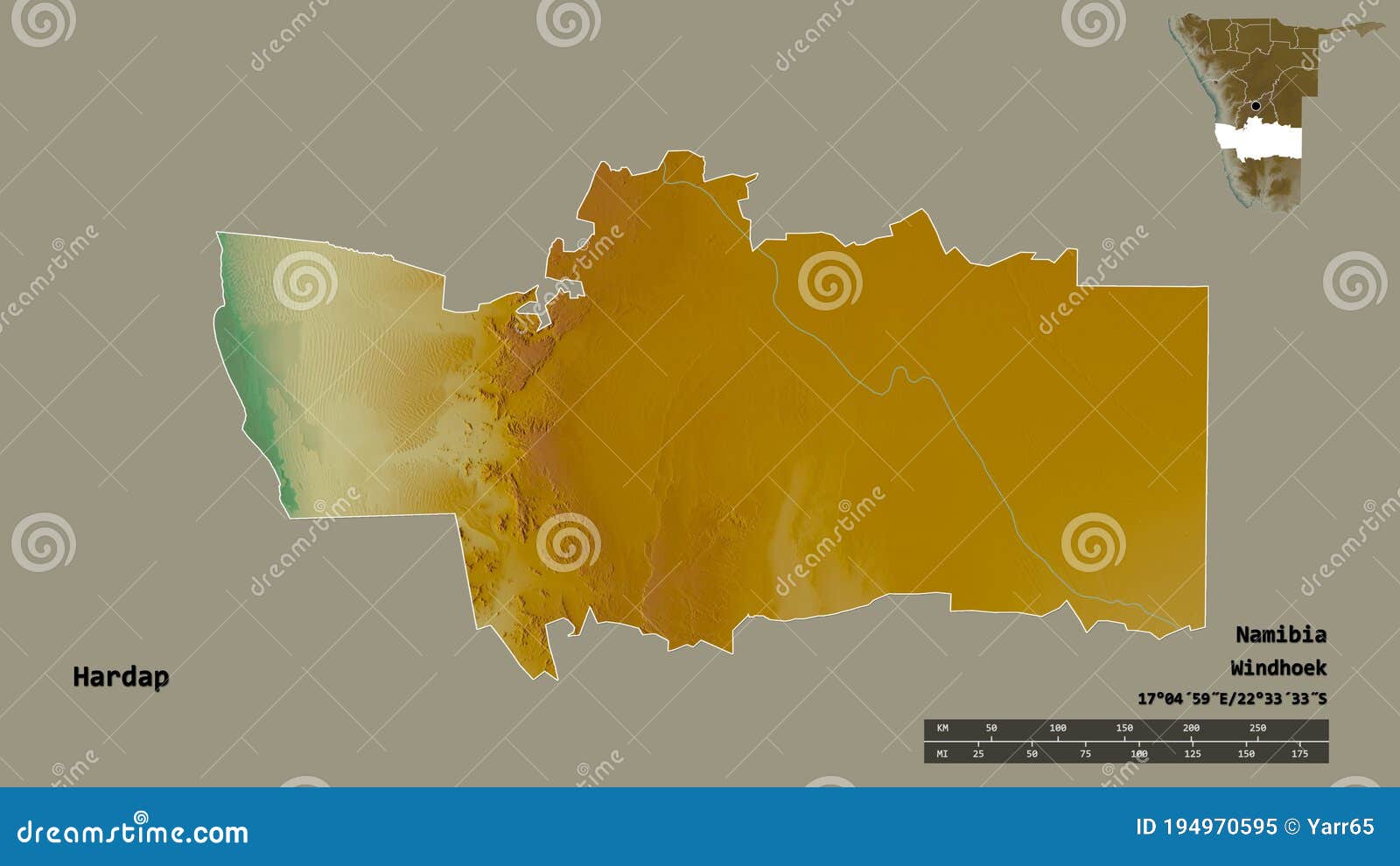 Hardap, Region of Namibia, Zoomed. Relief Stock Illustration ...