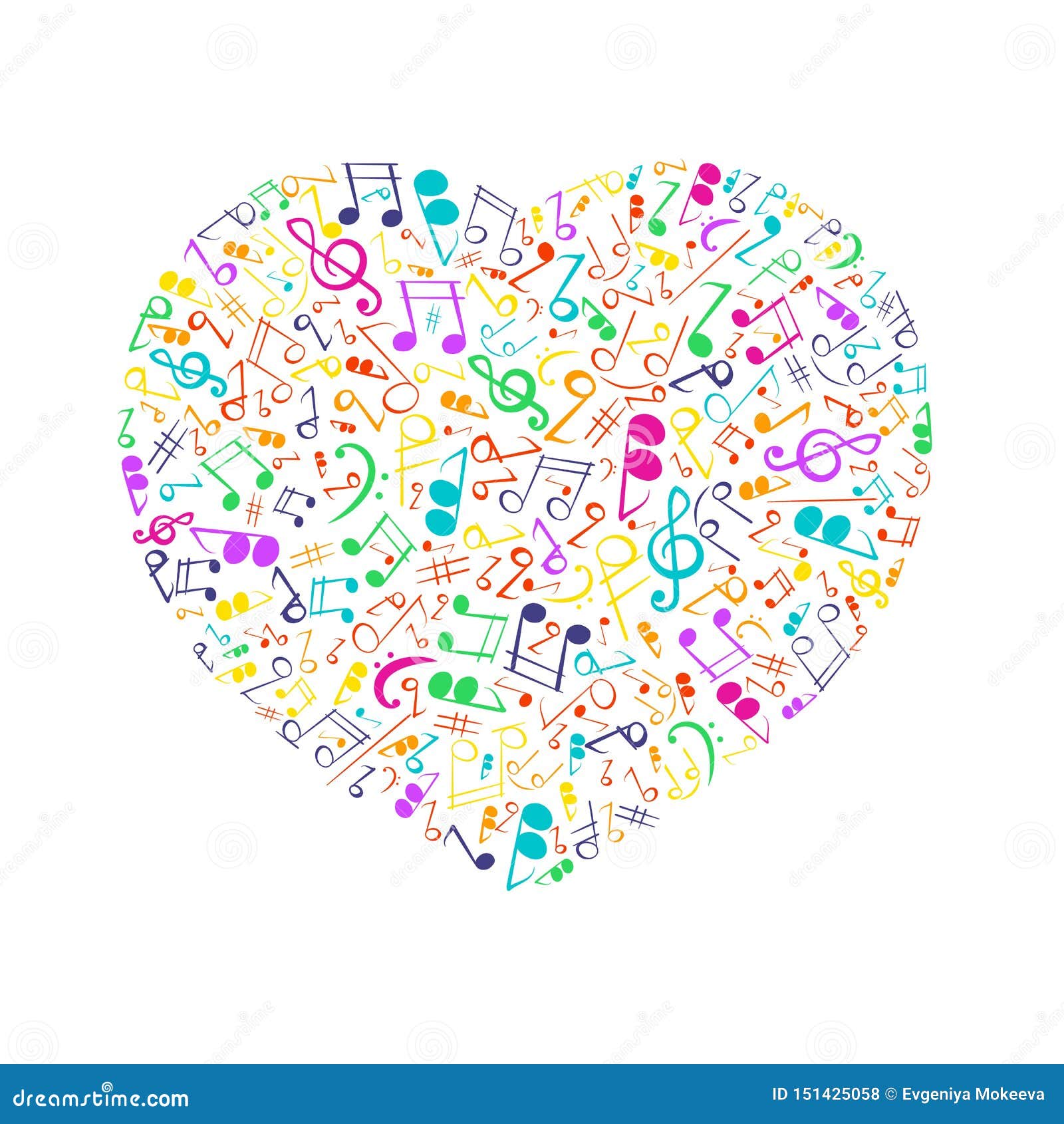 Shape of a Heart with Musical Notes Stock Vector - Illustration of ...