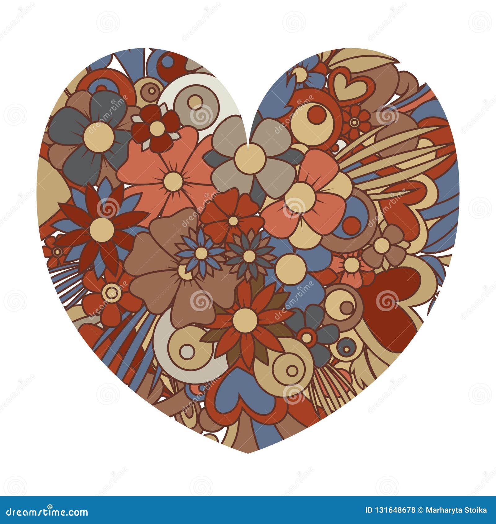 Shape of Heart Tangle Pattern. Stock Vector - Illustration of bright ...