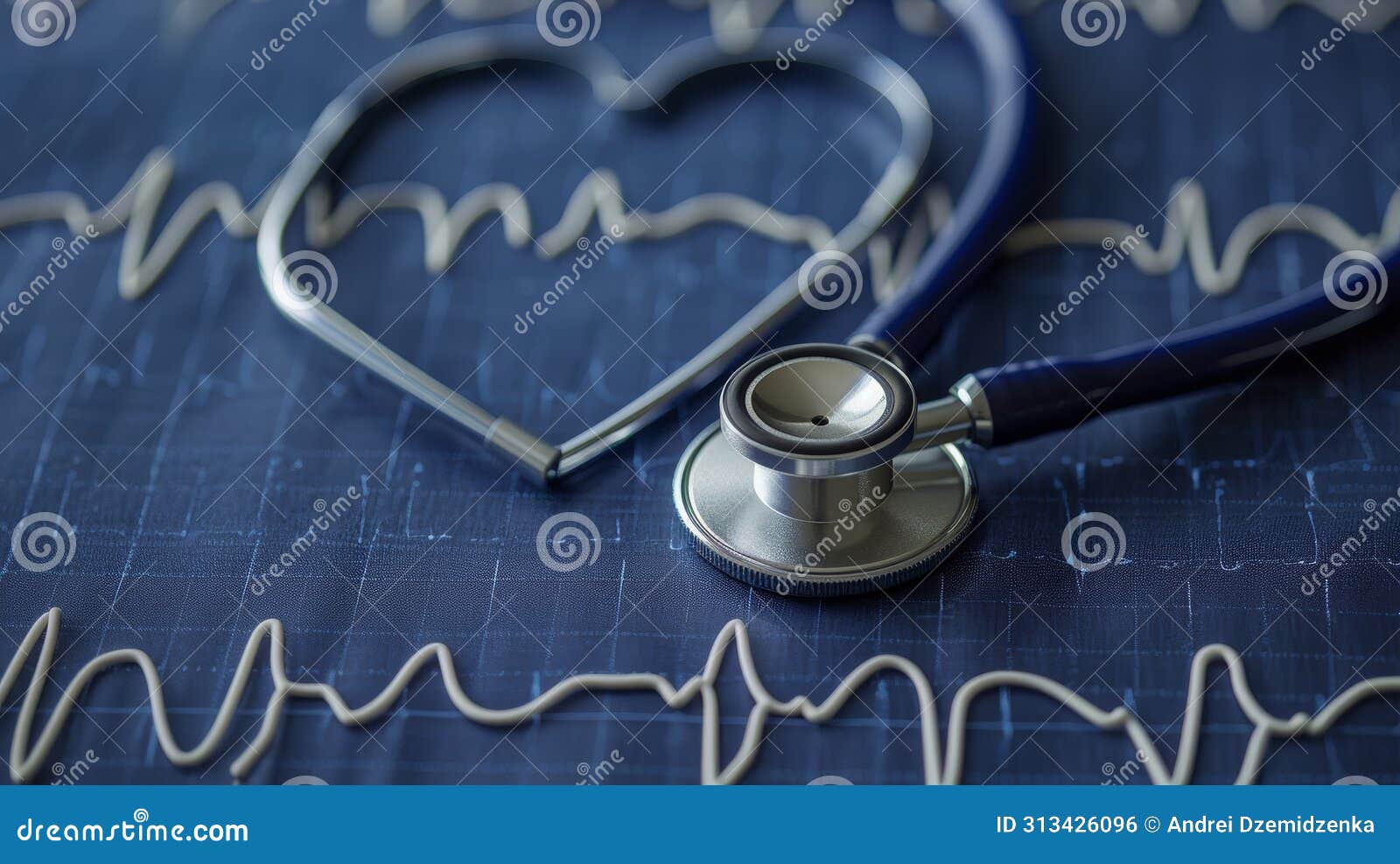 In the Shape of a Heartbeat, this Stethoscope is Used on an EKG. Stock ...