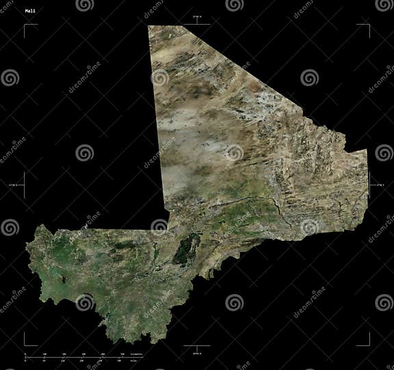 Mali Shape on Black. High-res Satellite Stock Illustration ...