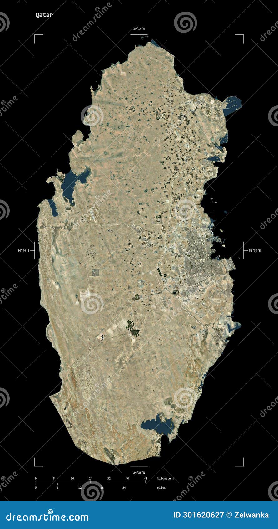 Qatar Shape on Black. High-res Satellite Stock Illustration ...