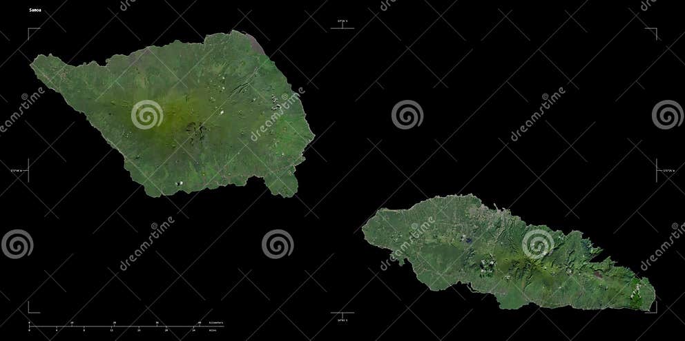 Samoa Shape on Black. High-res Satellite Stock Illustration ...