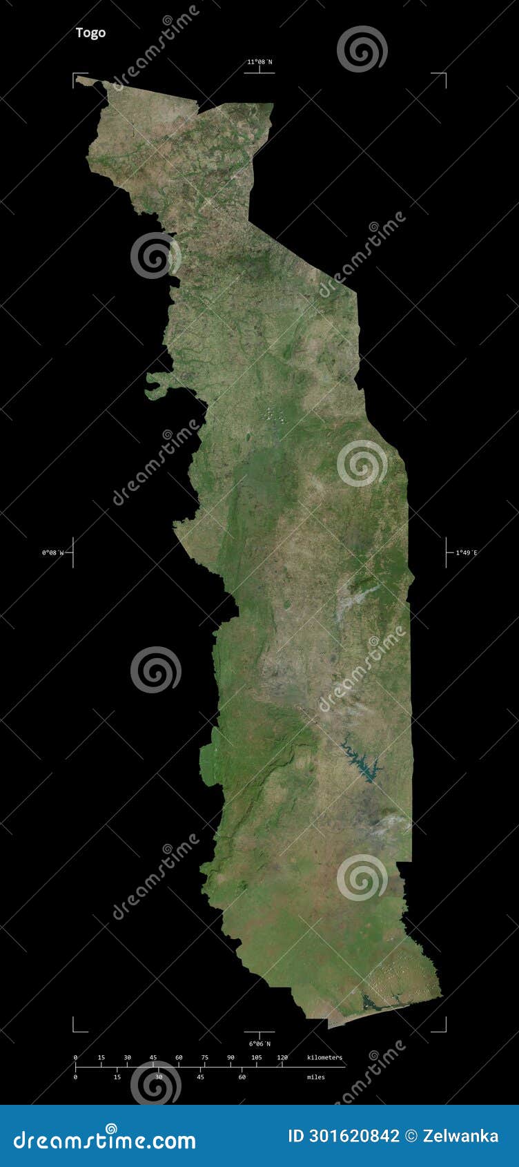 Togo Shape on Black. High-res Satellite Stock Illustration ...