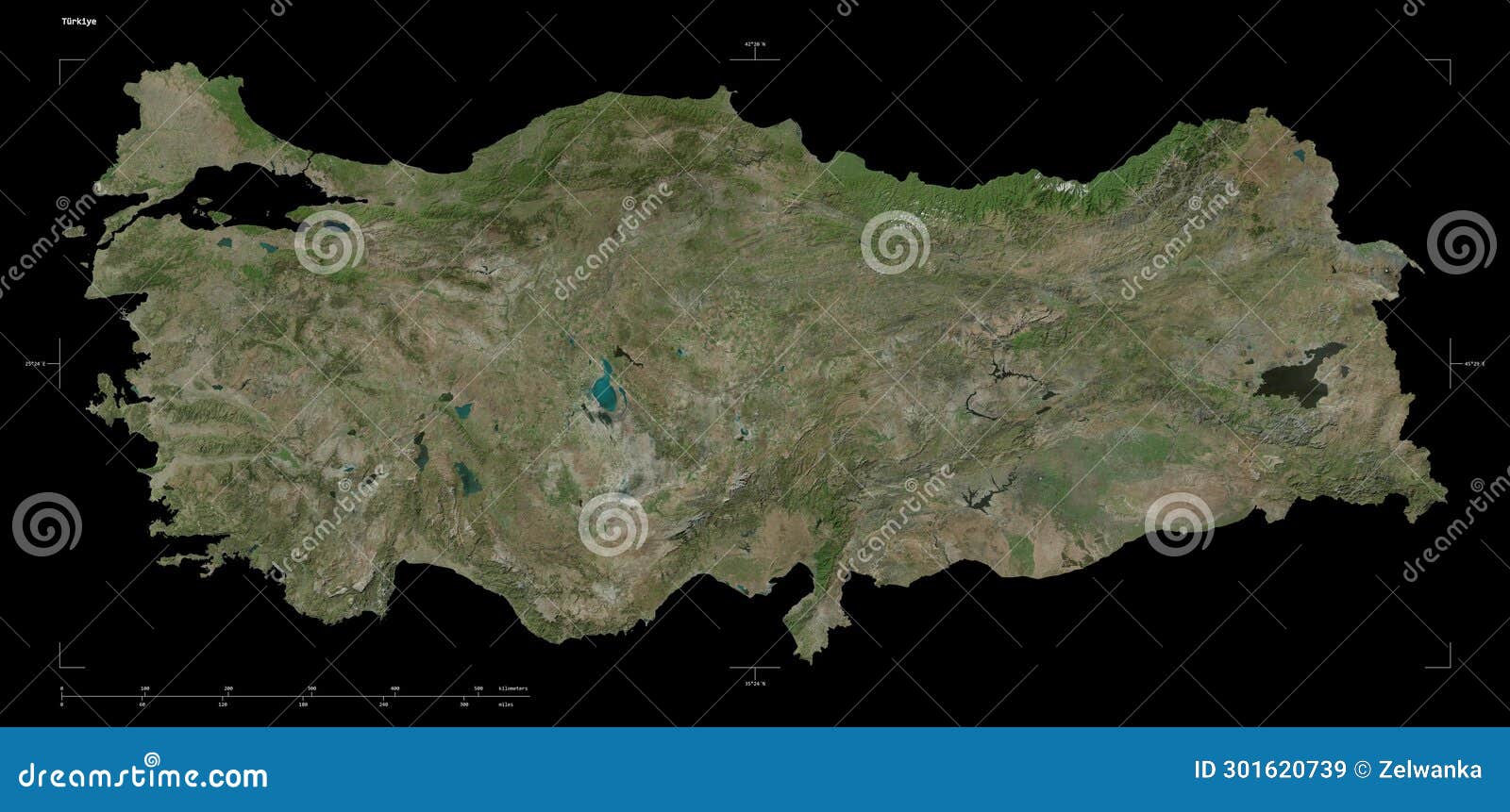 Turkiye Shape on Black. High-res Satellite Stock Illustration ...