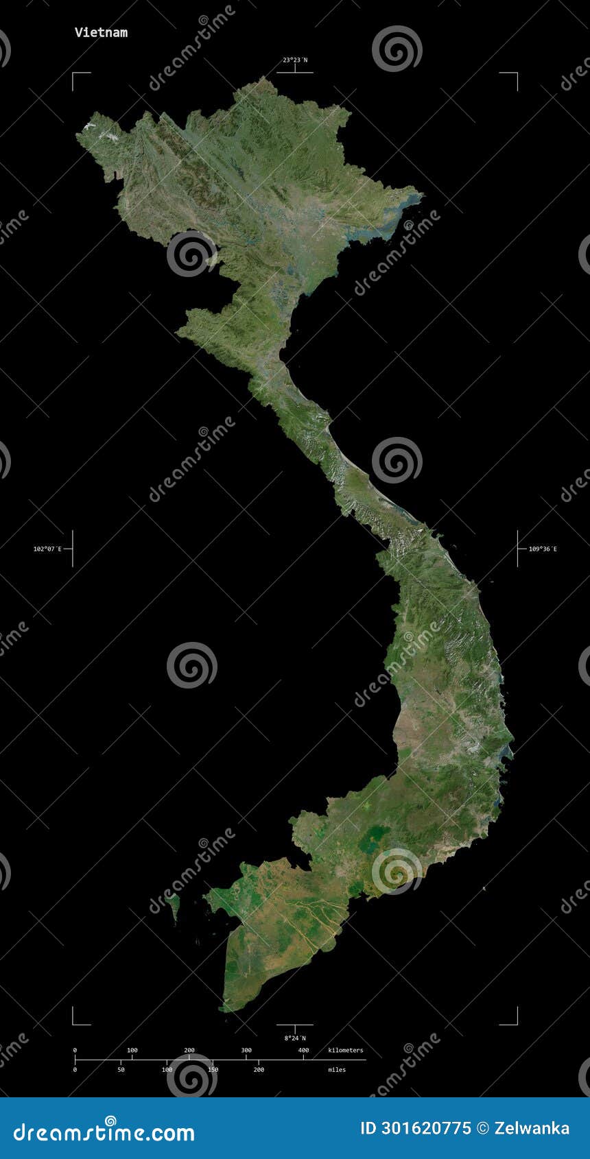 Vietnam Shape on Black. High-res Satellite Stock Illustration ...