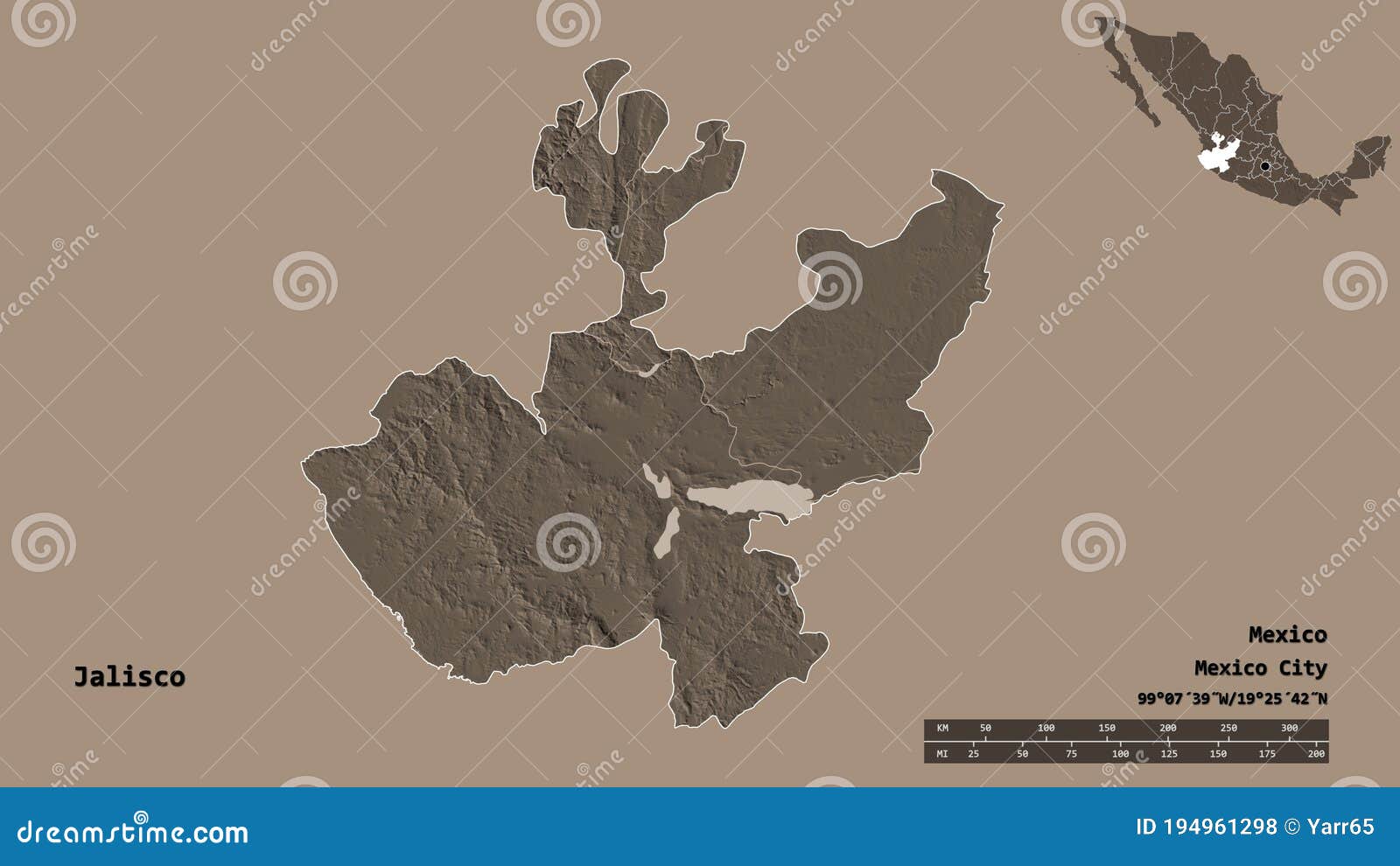 Jalisco, State of Mexico, Zoomed. Administrative Stock Illustration ...