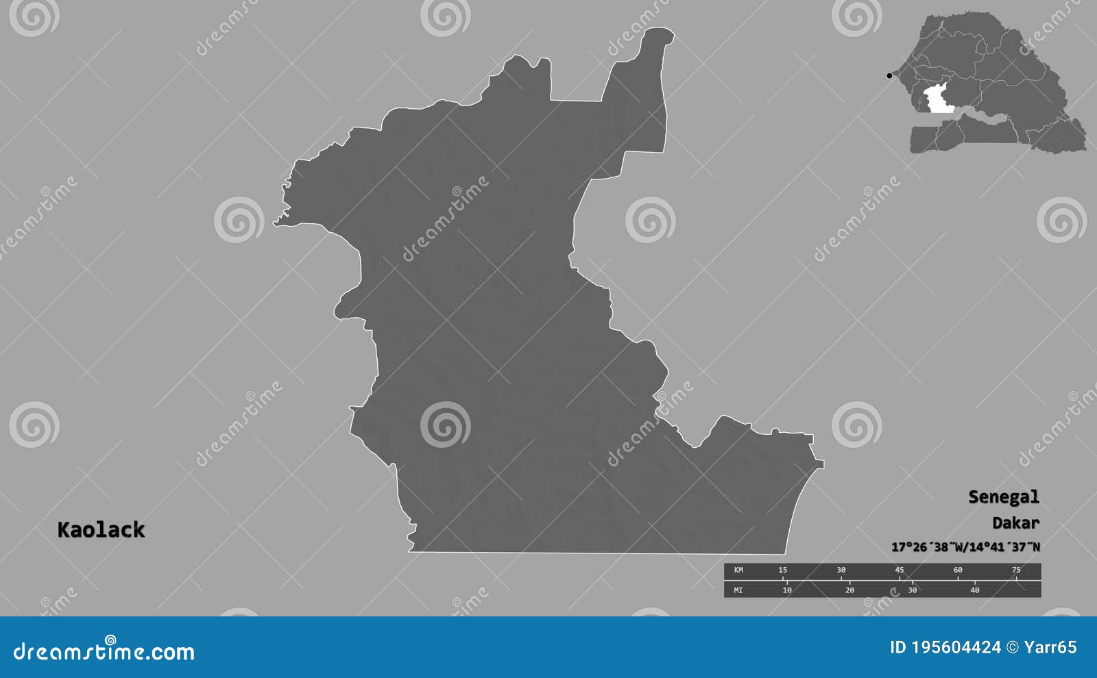 Kaolack, Region of Senegal, Zoomed. Bilevel Stock Illustration ...