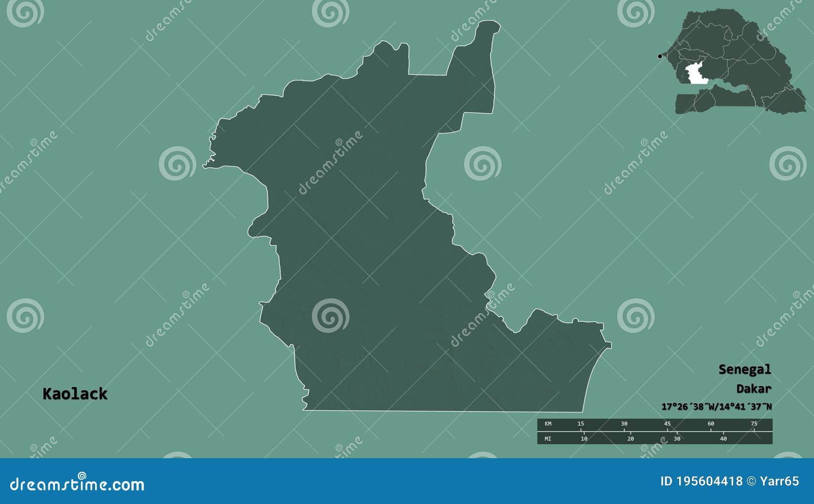 Kaolack, Region of Senegal, Zoomed. Administrative Stock Illustration ...