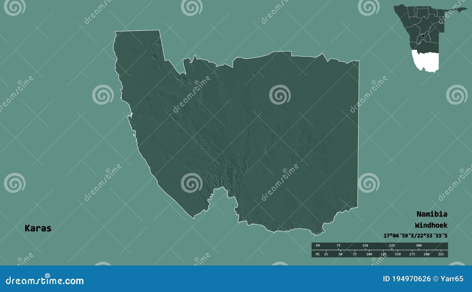 Karas, Region of Namibia, Zoomed. Administrative Stock Illustration ...
