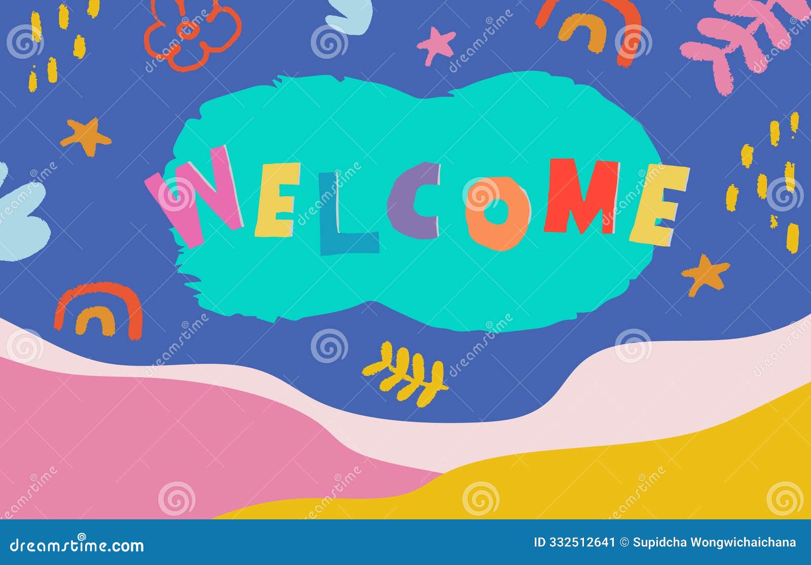 Shape Kid Background with Colorful.illustration Vector for Horizontal ...