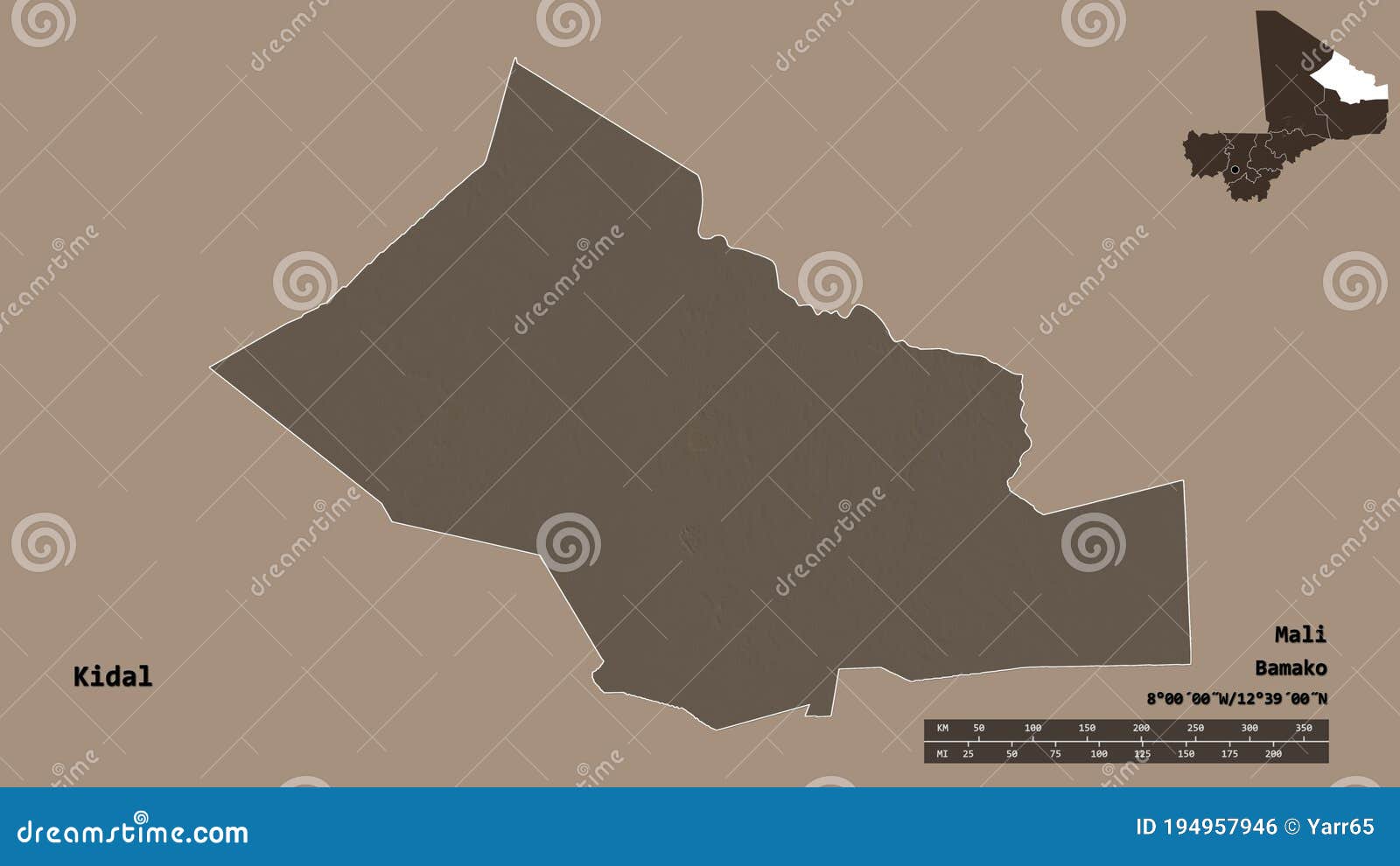 Kidal, Region of Mali, Zoomed. Administrative Stock Illustration ...