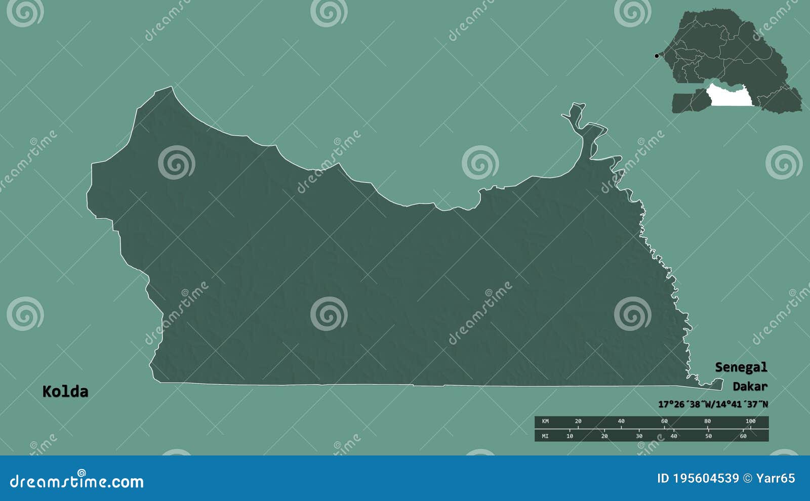 Kolda, Region of Senegal, Zoomed. Administrative Stock Illustration ...