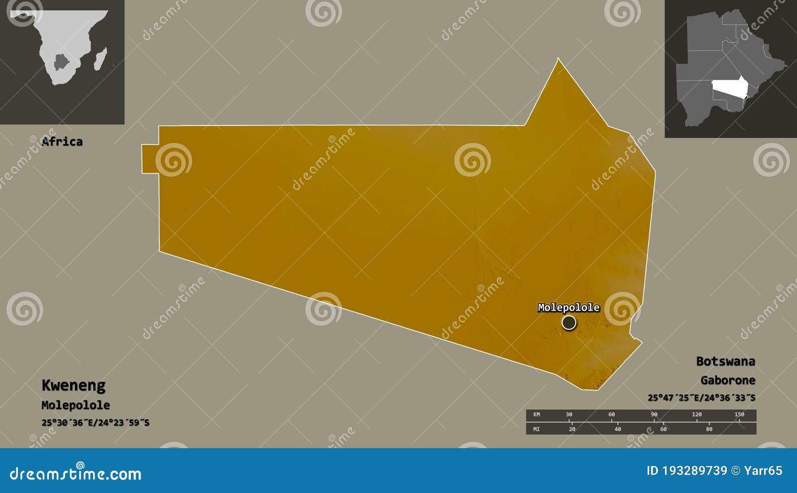 Kweneng, District of Botswana,. Previews. Relief Stock Illustration ...