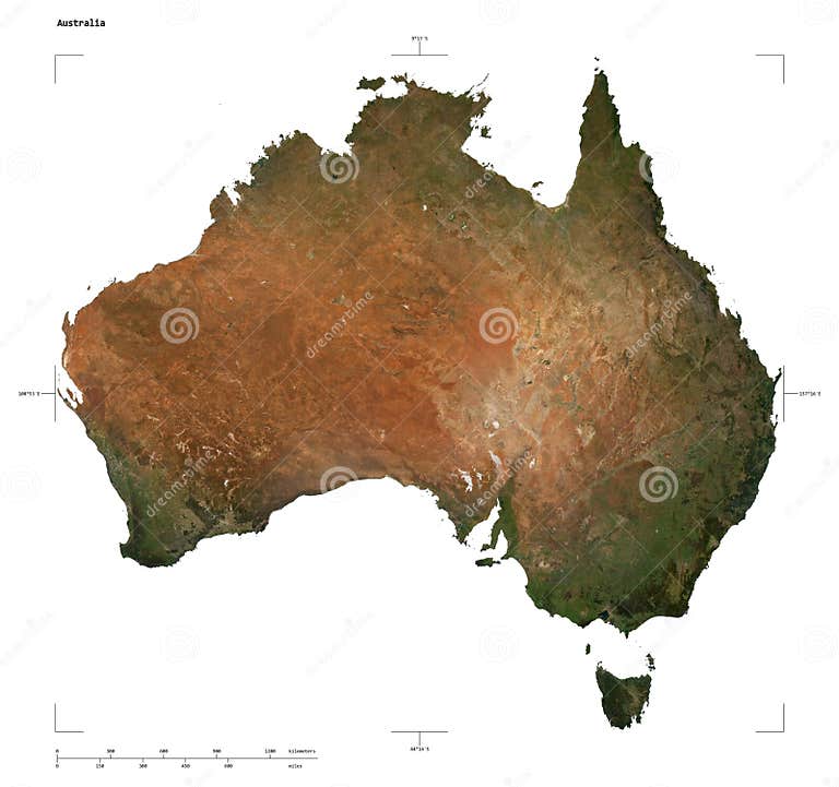 Australia Shape on White. Low-res Satellite Stock Illustration ...