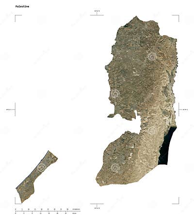 Palestine Shape on White. Low-res Satellite Stock Illustration ...