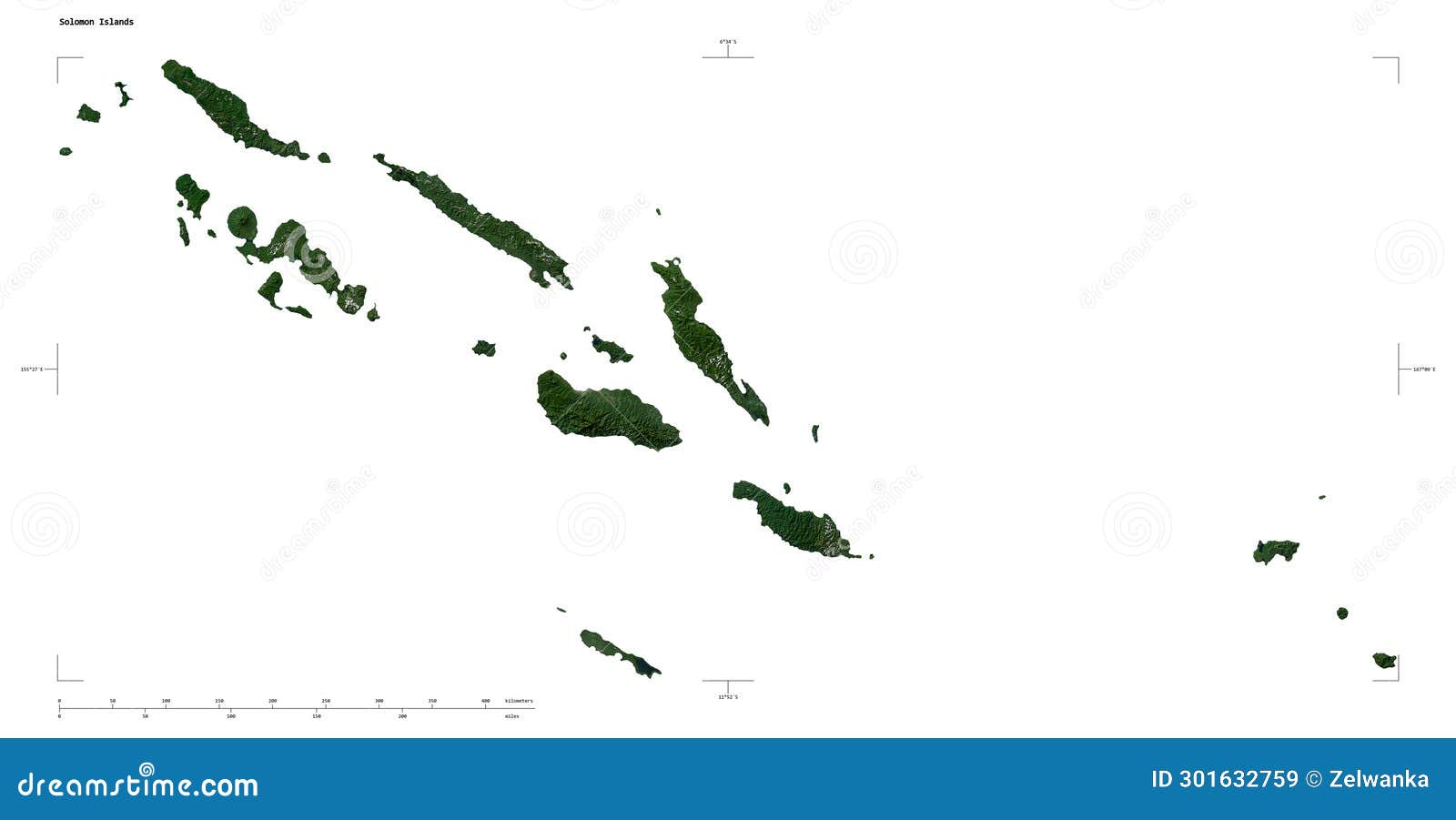 Solomon Islands Shape on White. Low-res Satellite Stock Illustration ...