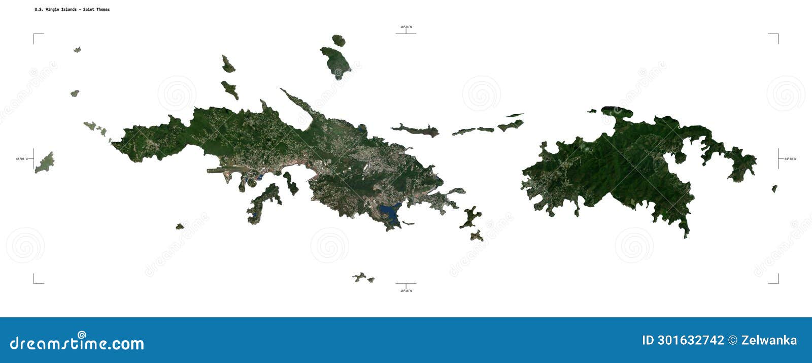 U.S. Virgin Islands - Saint Thomas Shape on White. Low-res Satel Stock ...