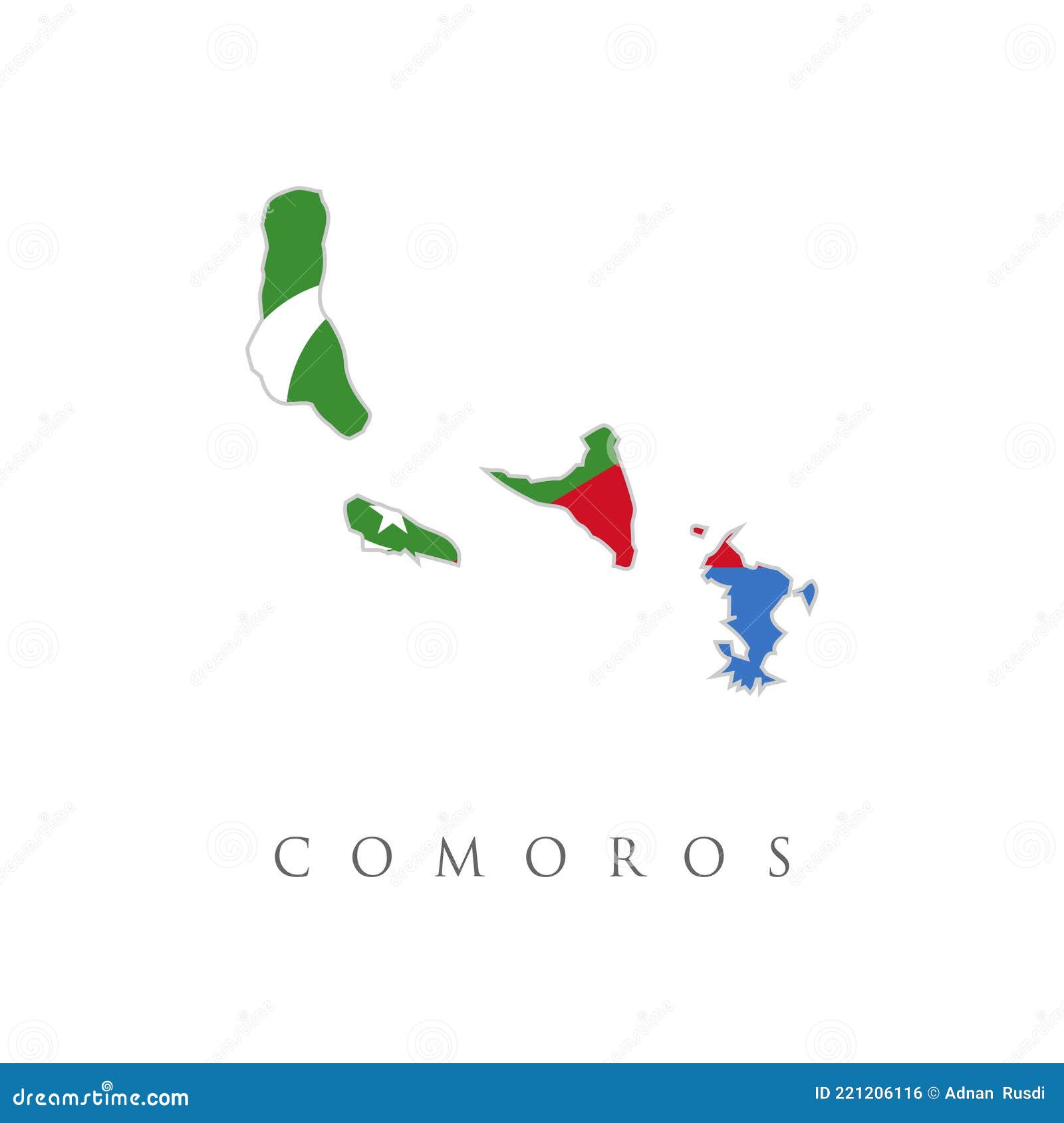 Shape Map and Flag of the Comoros Country. Eps.file. Comoros Map ...