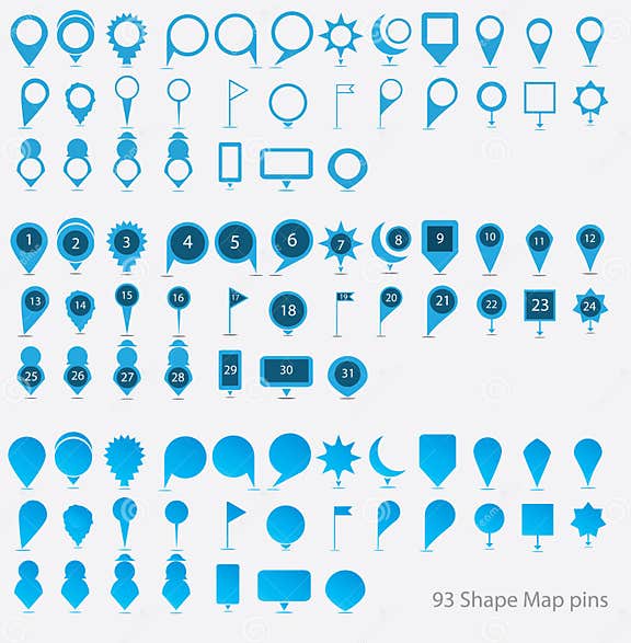 93 Shape Map pins stock vector. Illustration of circle - 30869055