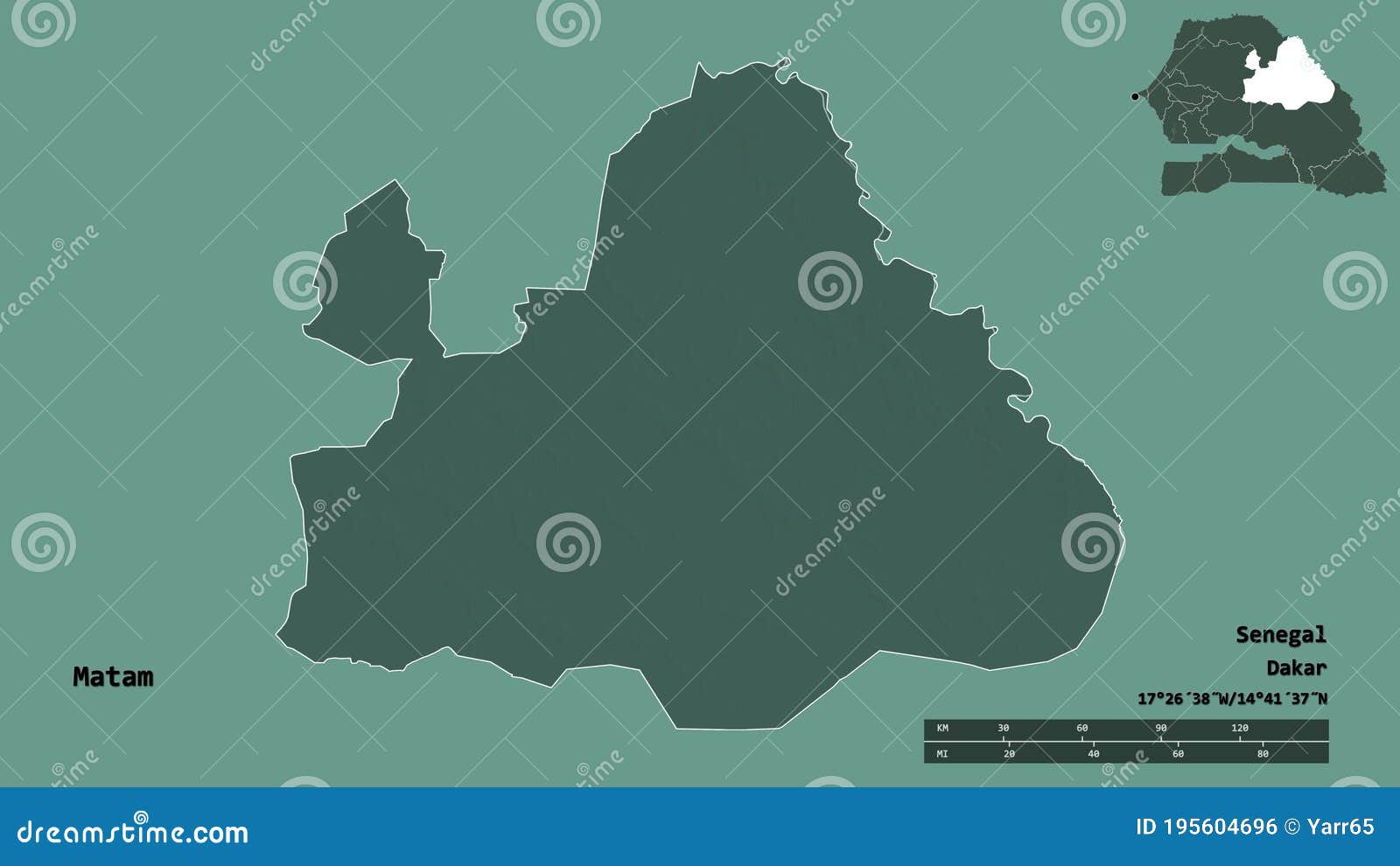 Matam, Region of Senegal, Zoomed. Administrative Stock Illustration ...