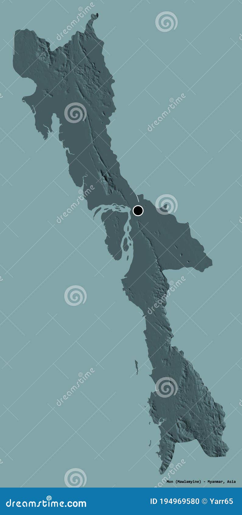 Mon, State of Myanmar, on Solid. Administrative Stock Illustration ...