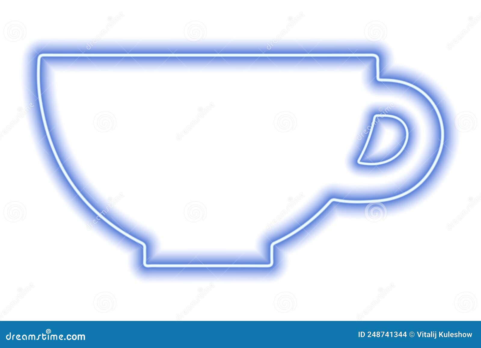 The Shape of the Mug, the Neon Blue Contour Isolated on White Stock ...