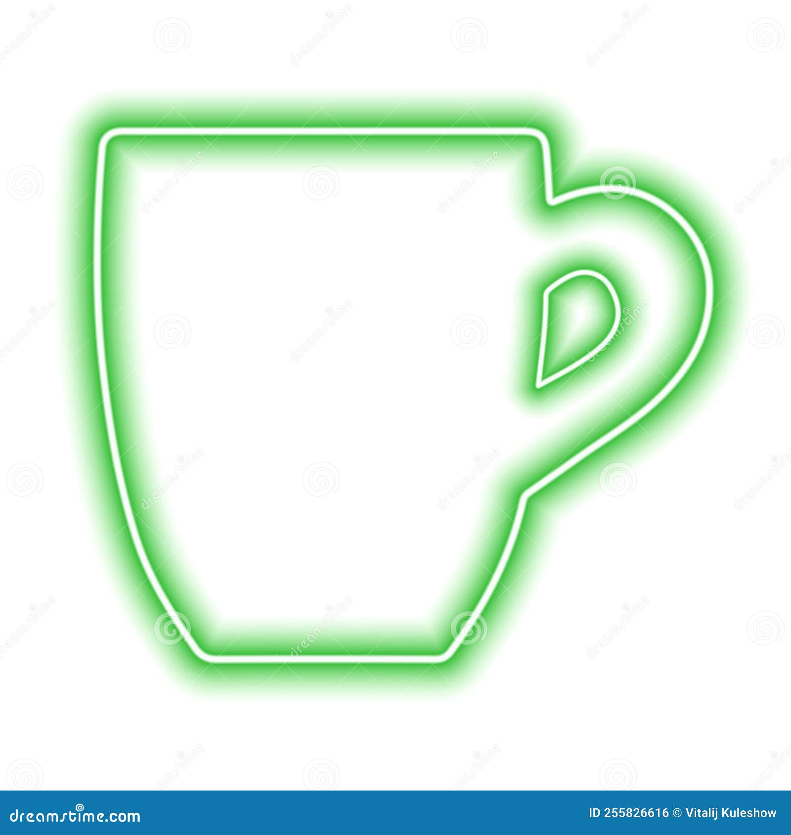The Shape of the Mug, the Neon Green Contour Isolated on White Stock ...