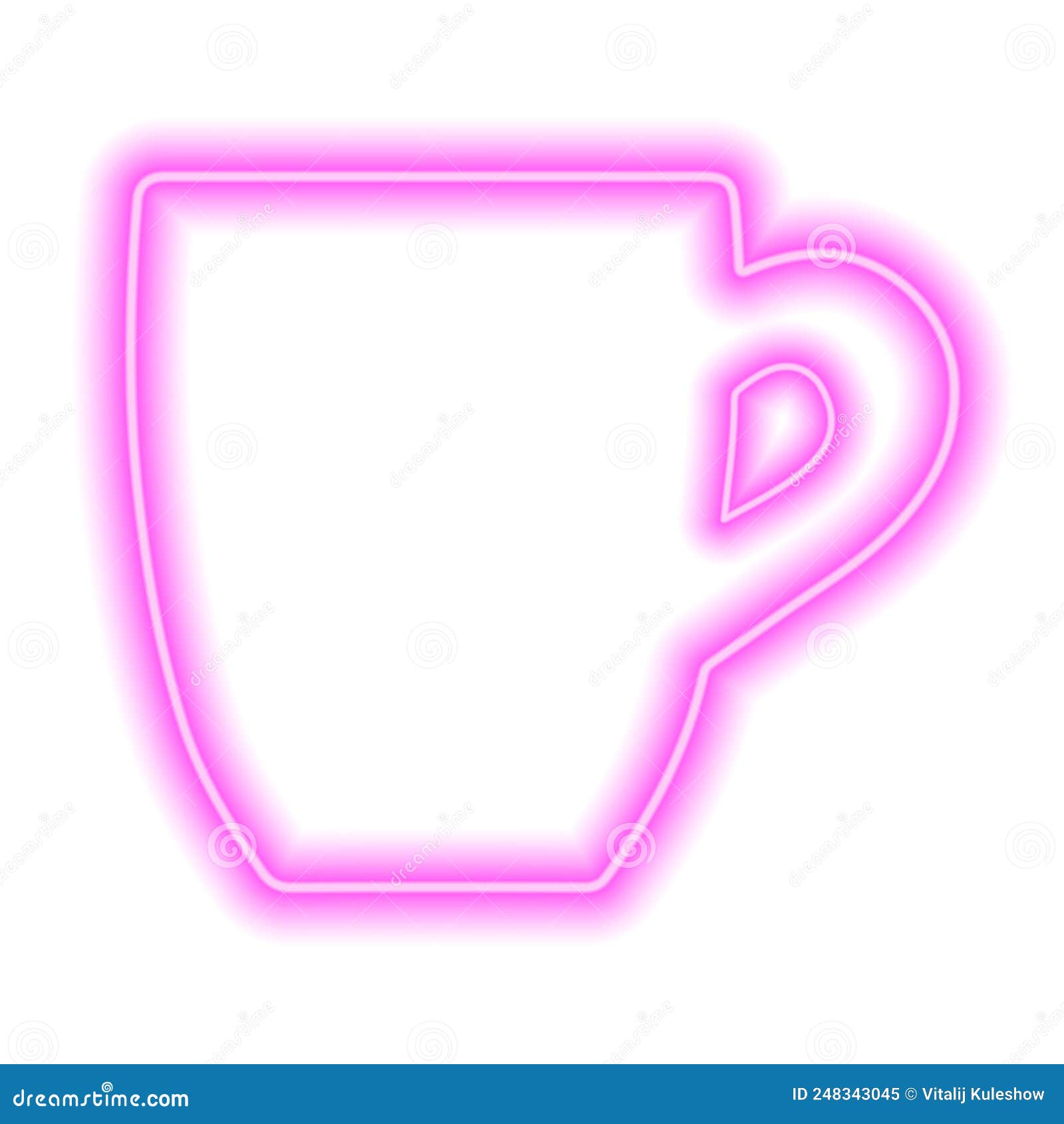 The Shape of the Mug, the Neon Pink Contour Isolated on White Stock ...
