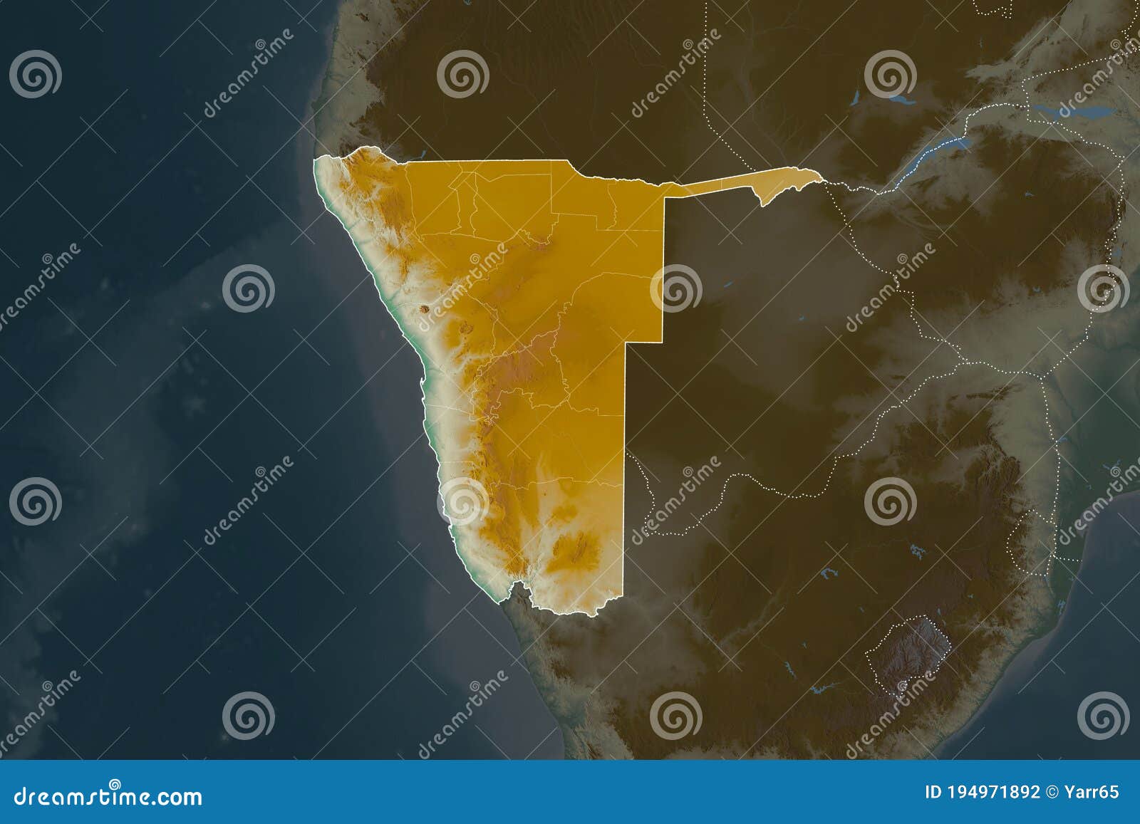 Namibia Borders. Neighbourhood Desaturated. Relief Stock Illustration ...