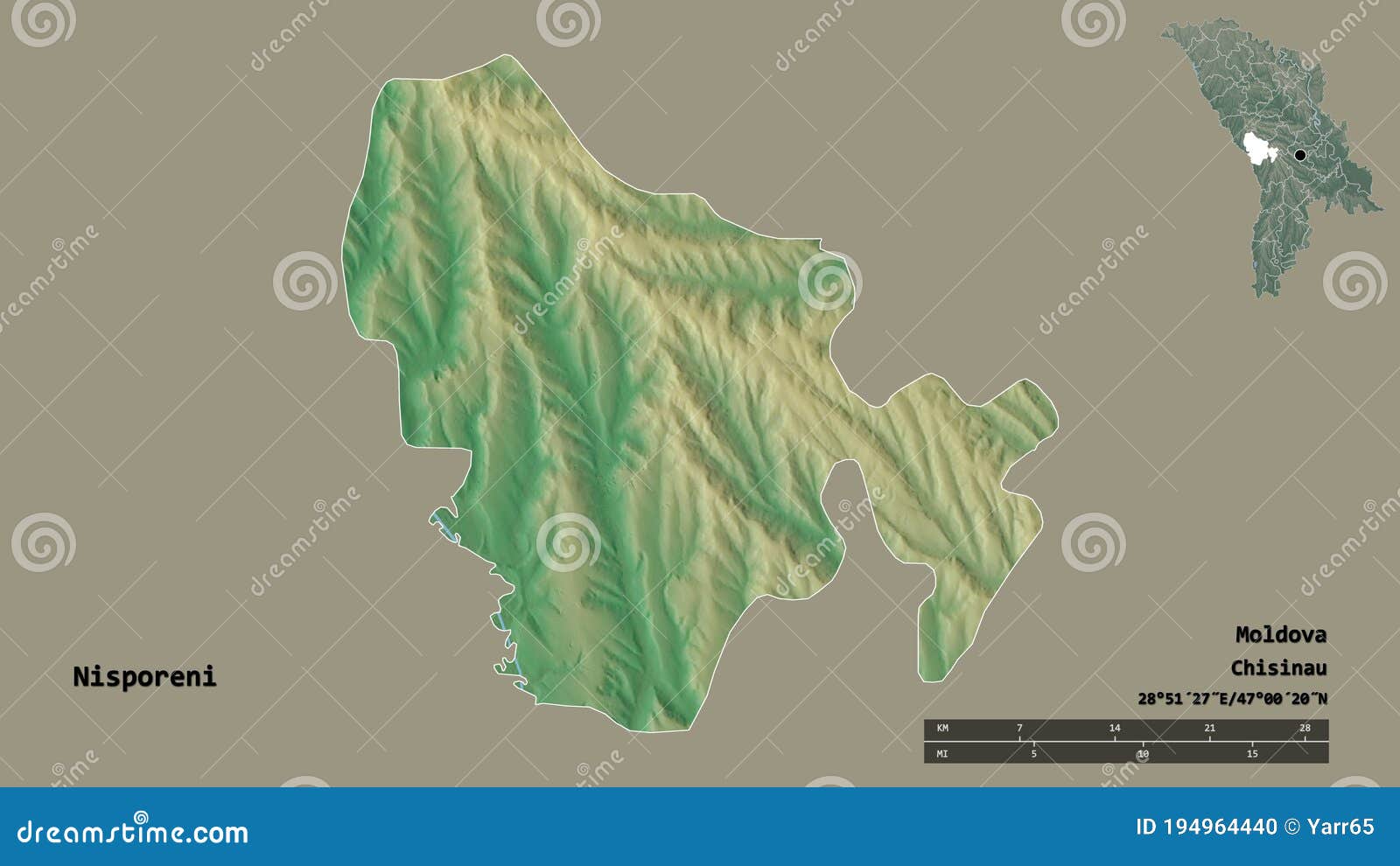 Nisporeni, District of Moldova, Zoomed. Relief Stock Illustration ...