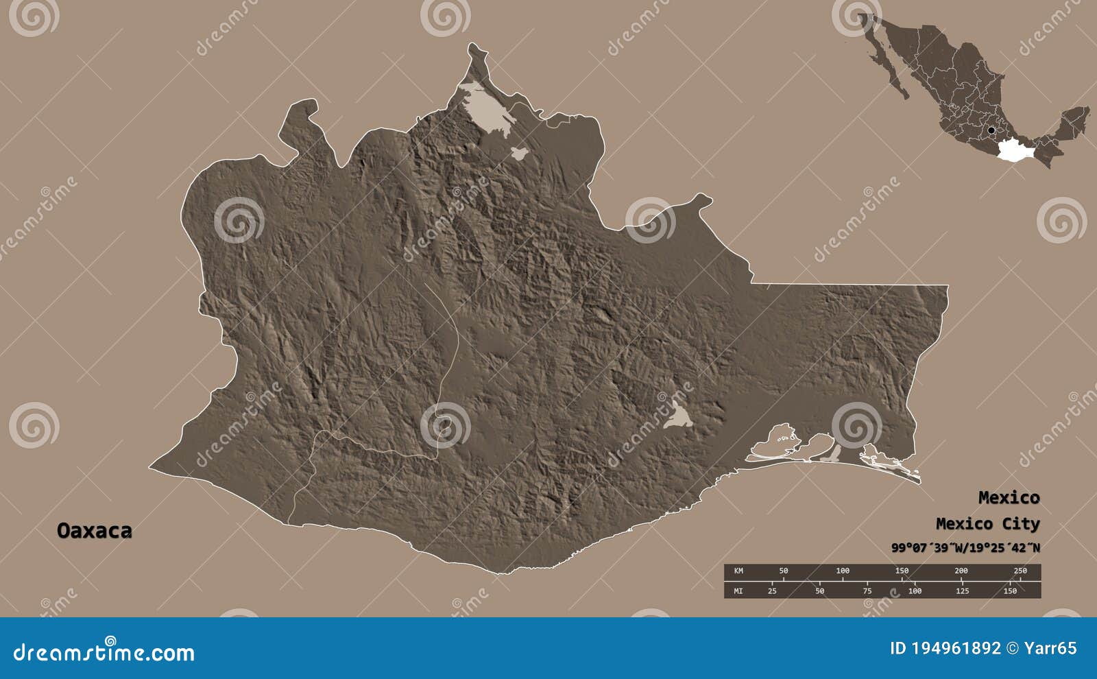 Oaxaca, State of Mexico, Zoomed. Administrative Stock Illustration ...