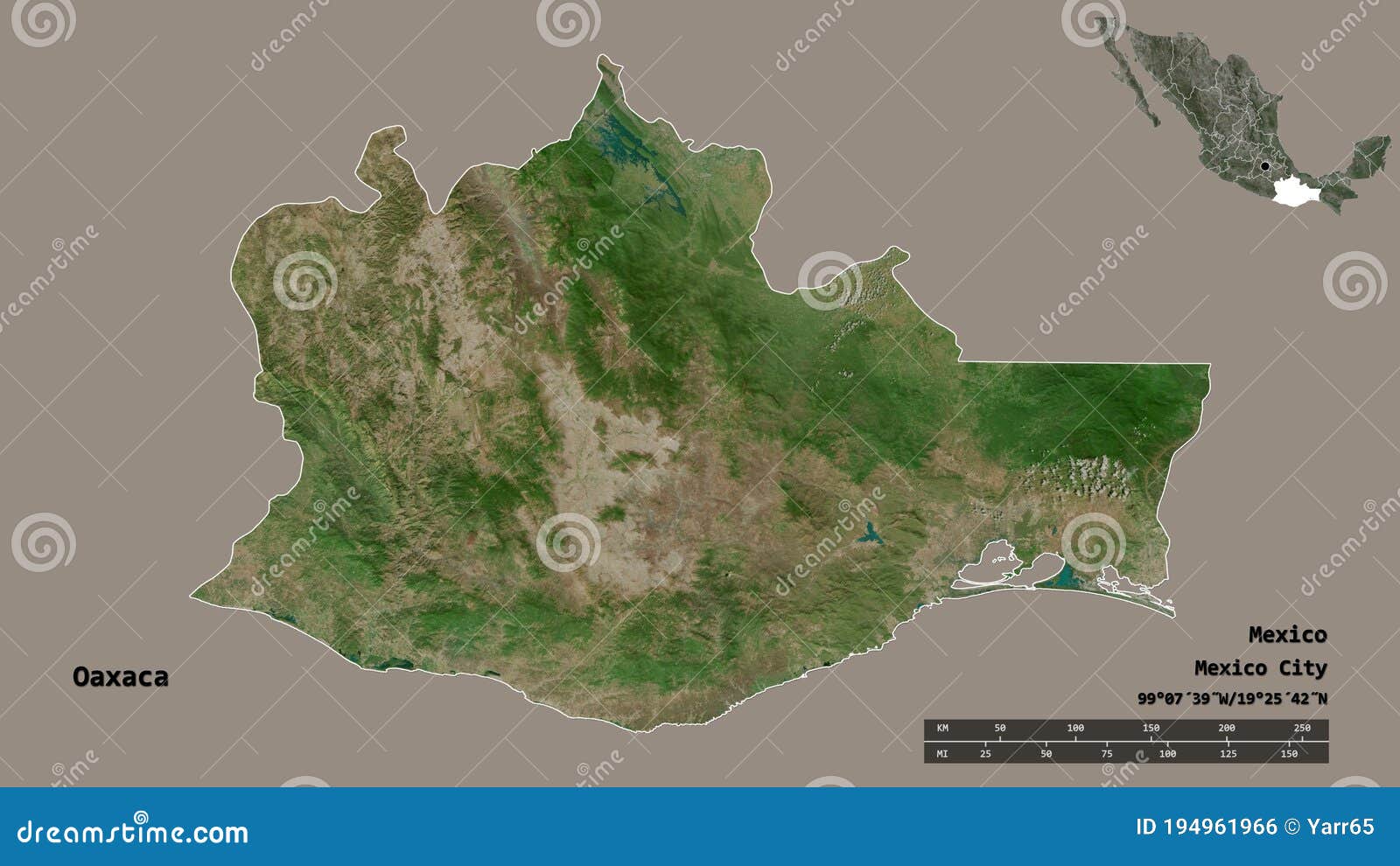 Oaxaca, State of Mexico, Zoomed. Satellite Stock Illustration ...