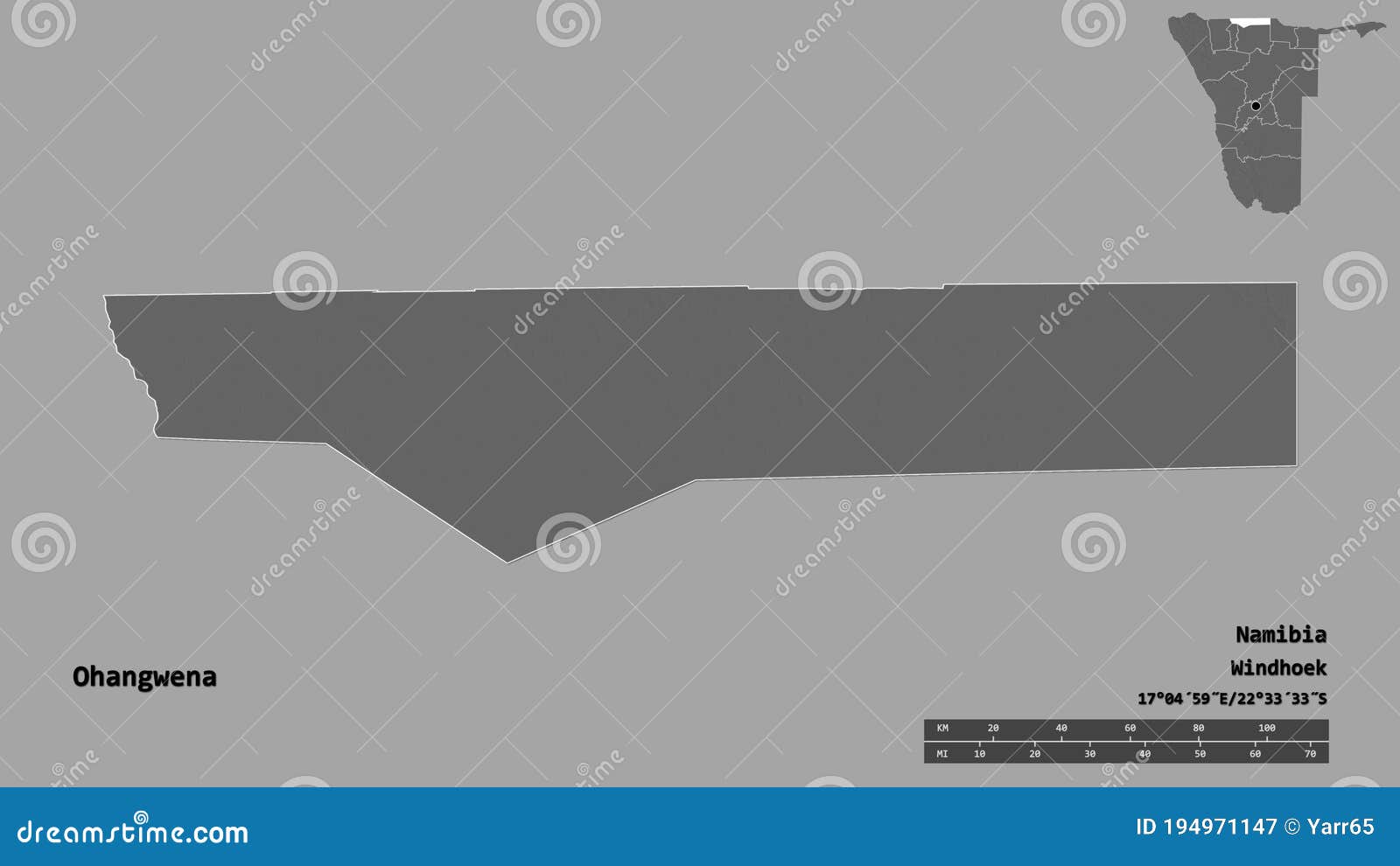 Ohangwena, Region of Namibia, Zoomed. Bilevel Stock Illustration ...