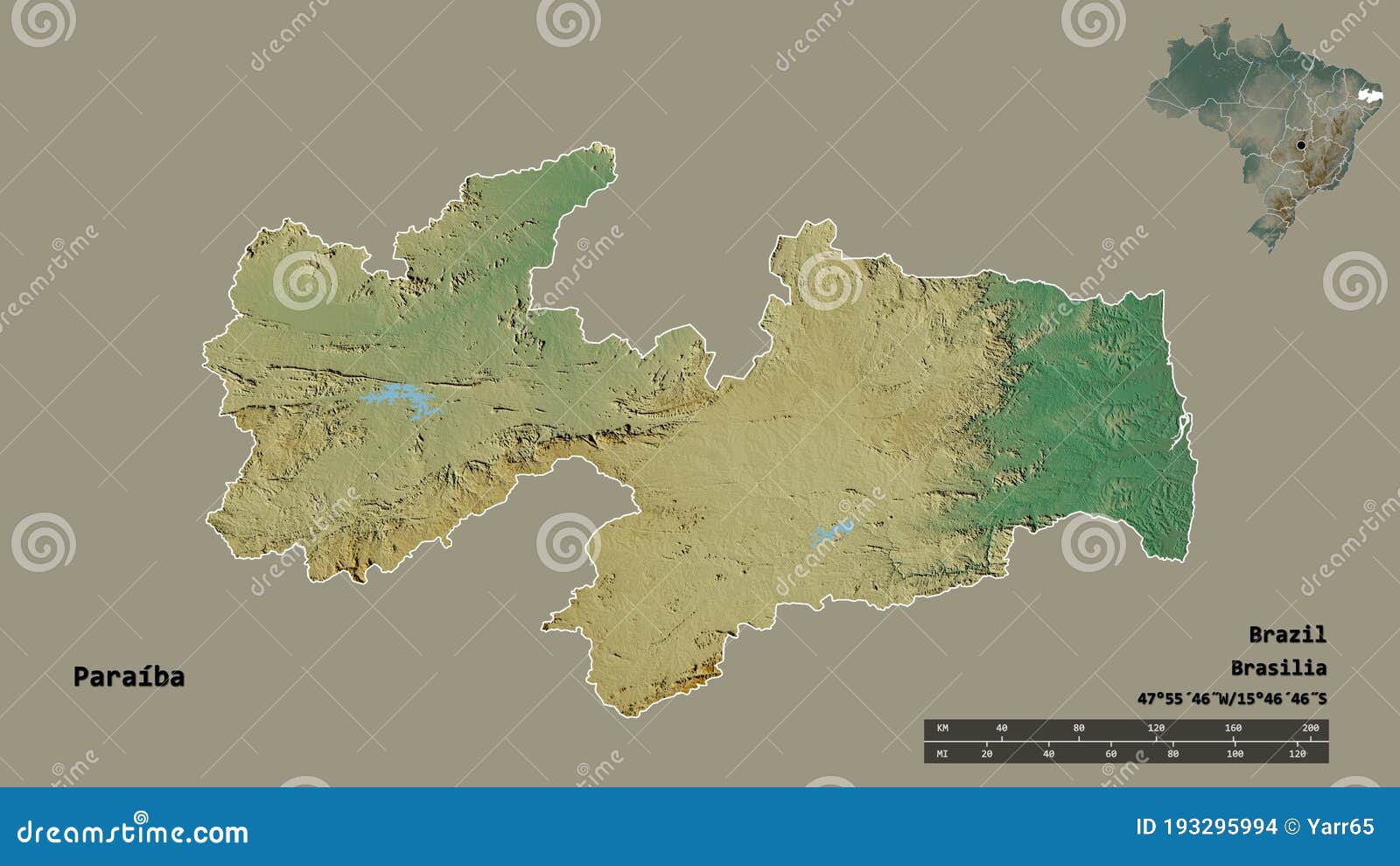 ParaÃ­ba, State of Brazil, Zoomed. Relief Stock Illustration ...