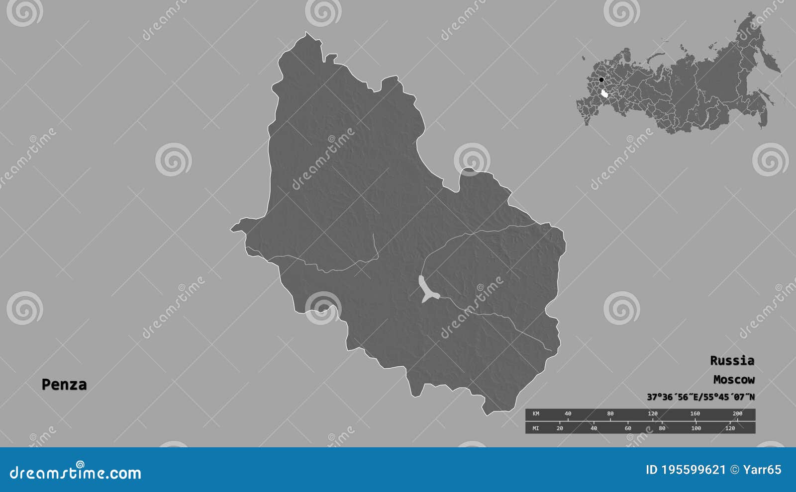 Penza, Region of Russia, Zoomed. Bilevel Stock Illustration ...