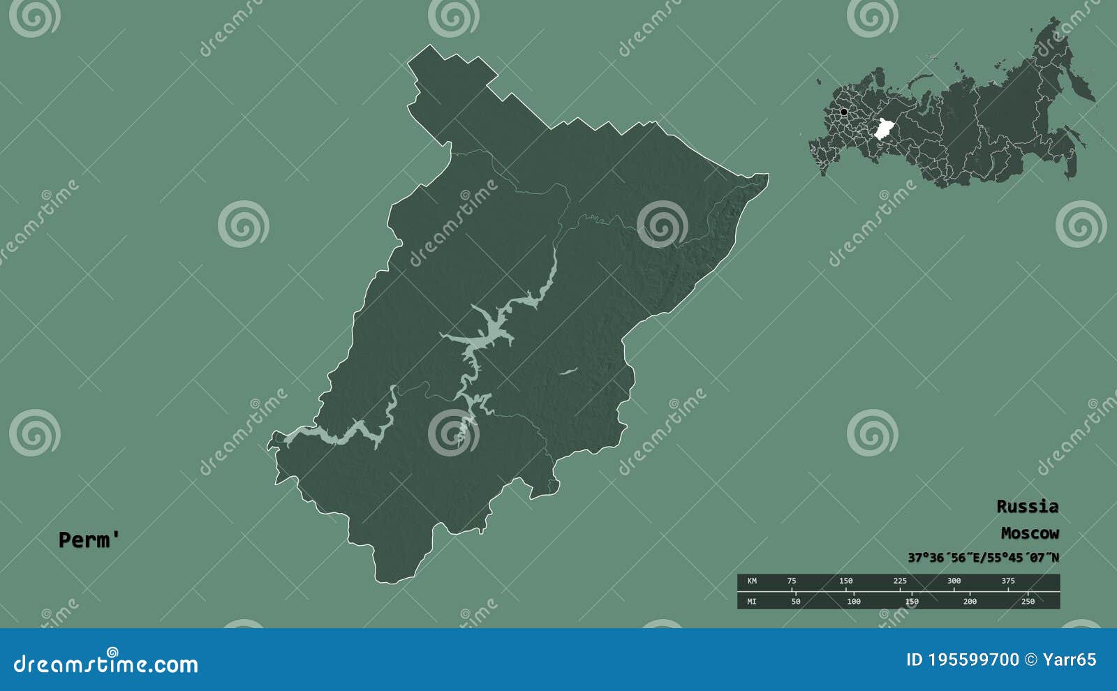 Perm , Territory of Russia, Zoomed. Administrative Stock Illustration ...