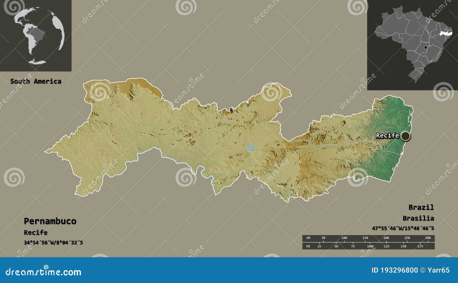Pernambuco, State of Brazil,. Previews. Relief Stock Illustration ...