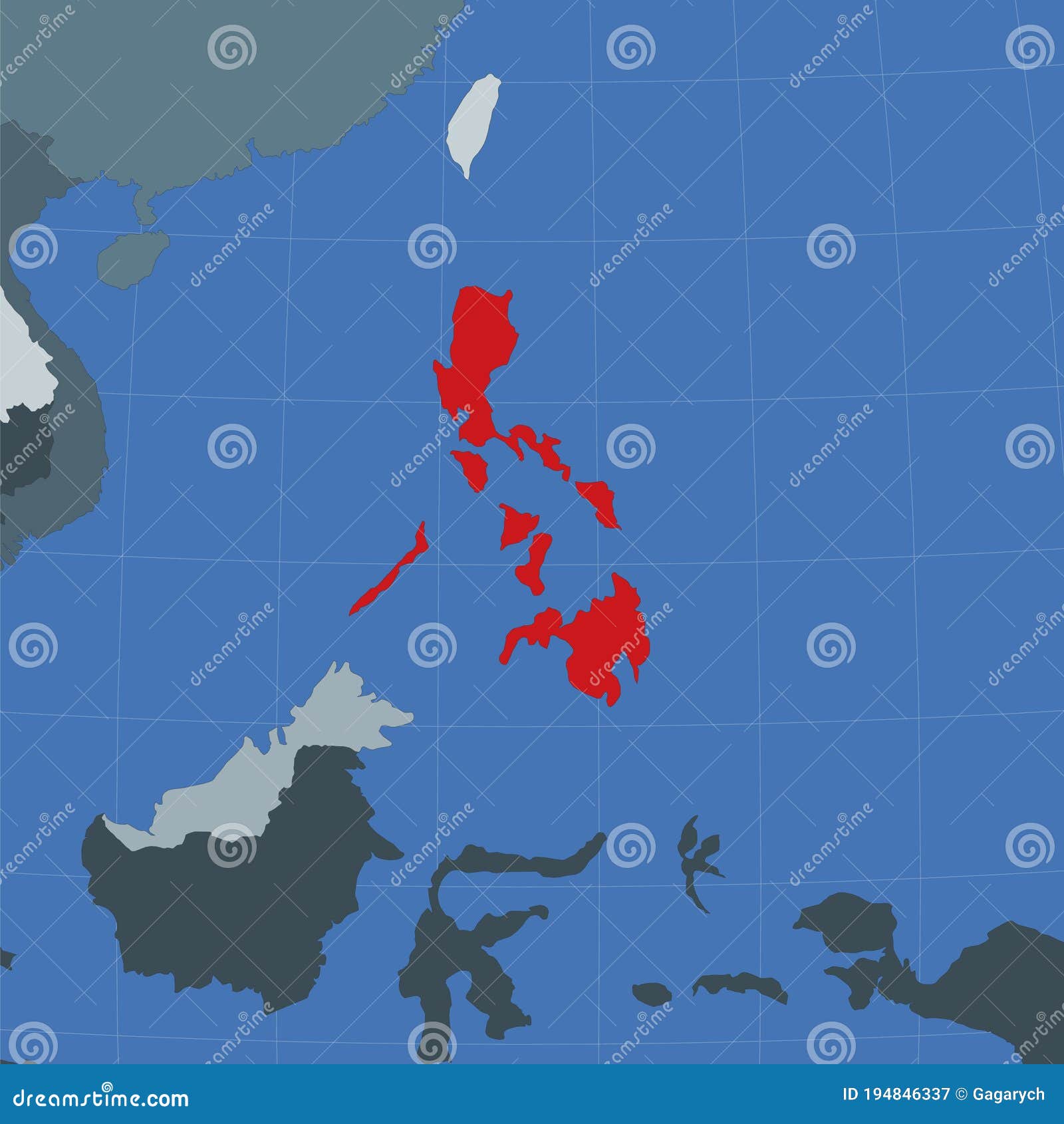 Shape of the Philippines in Context of Neighbour. Stock Vector ...