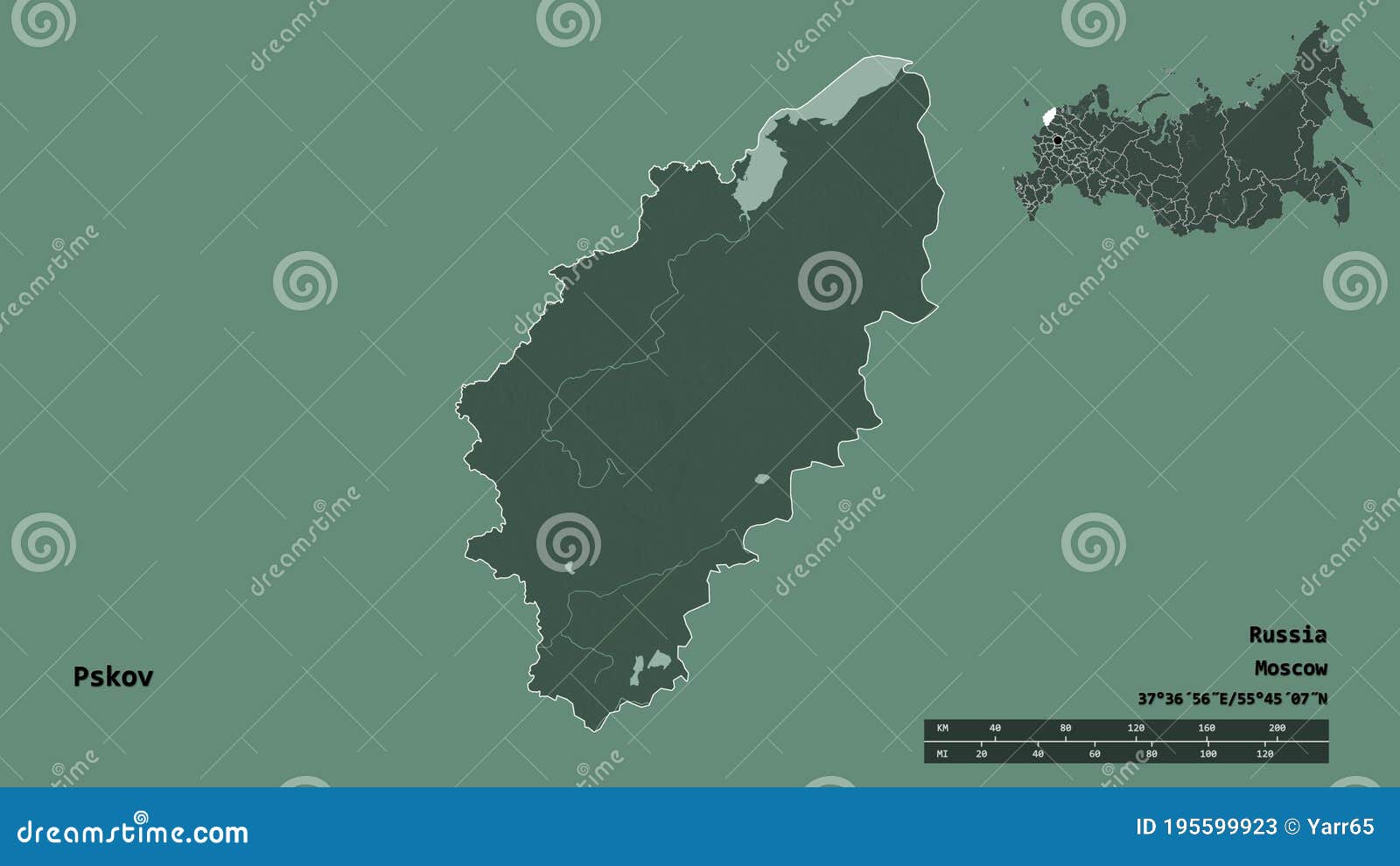 Pskov, Region of Russia, Zoomed. Administrative Stock Illustration ...