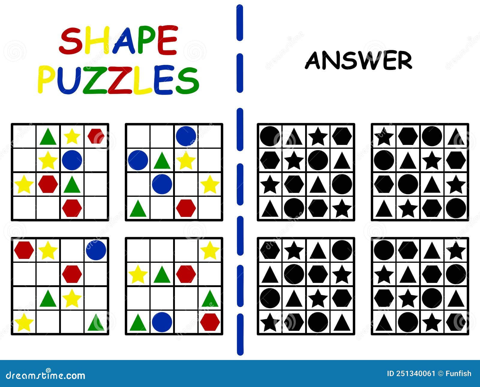 Shape Puzzles for Children Printable Activity Page Vector Illustration ...