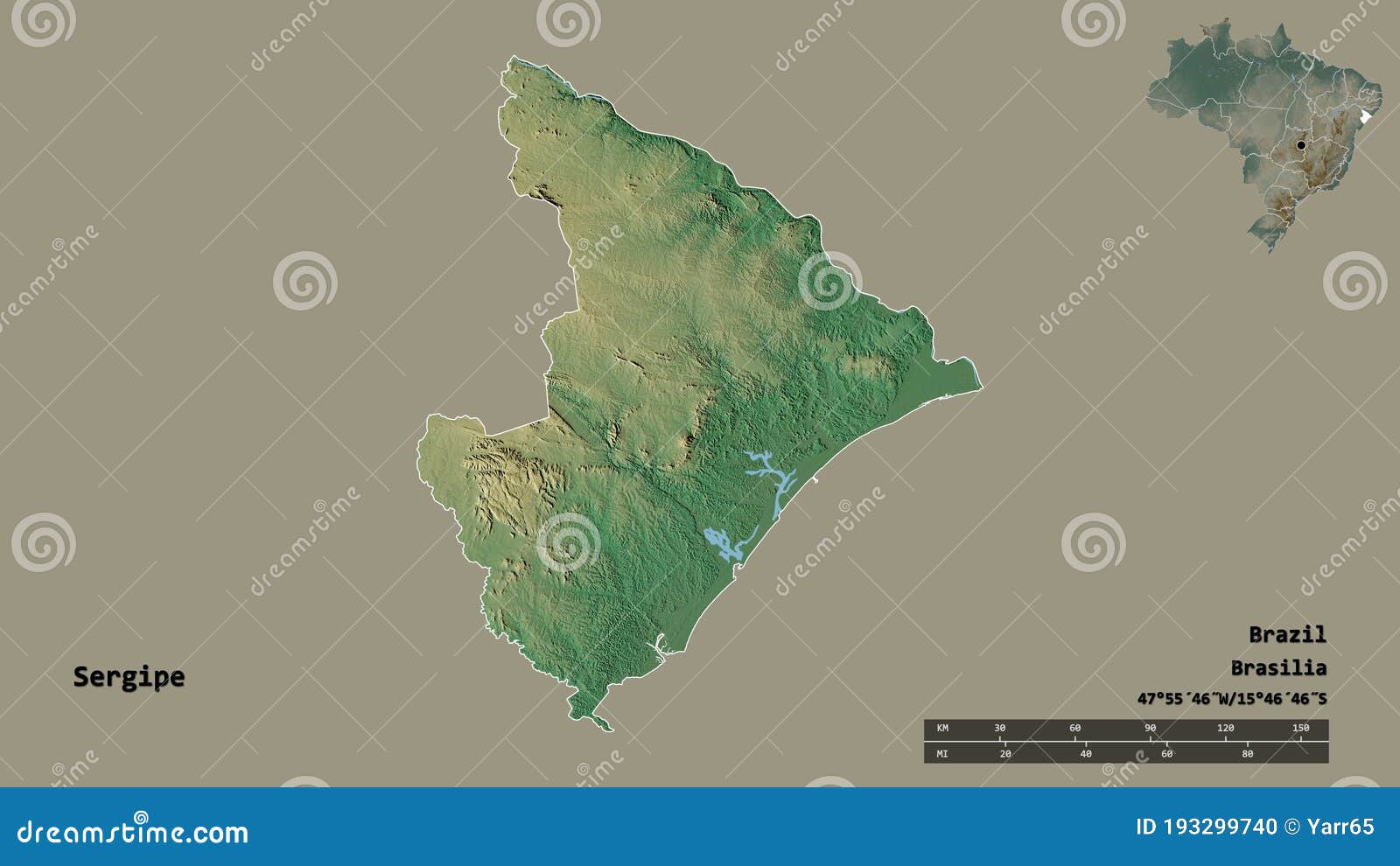 Sergipe, State of Brazil, Zoomed. Relief Stock Illustration ...