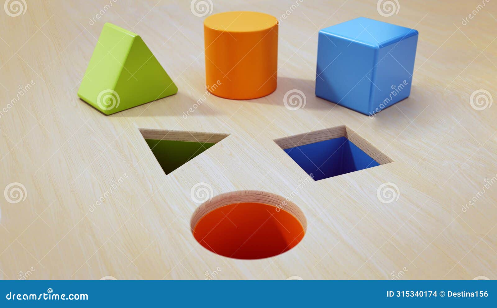 Shape Sorter Puzzle Toy with Square, Circle and Triangle Shapes. 3D ...