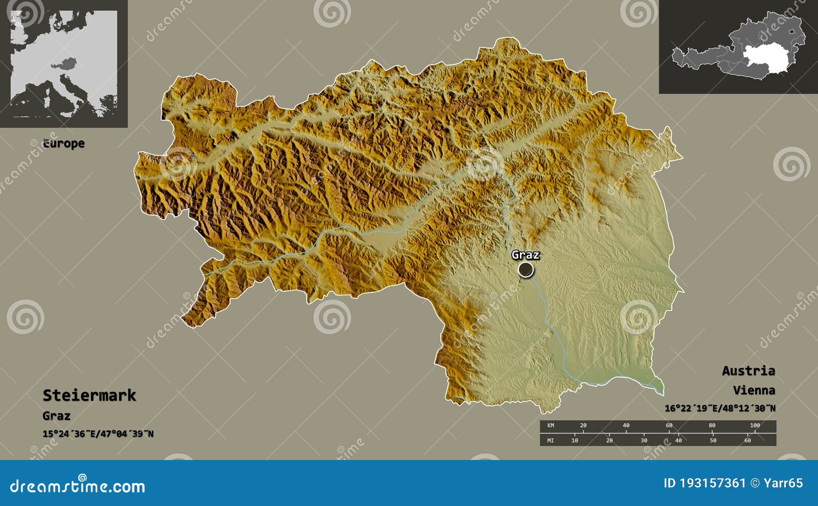Steiermark, State of Austria,. Previews. Relief Stock Illustration ...
