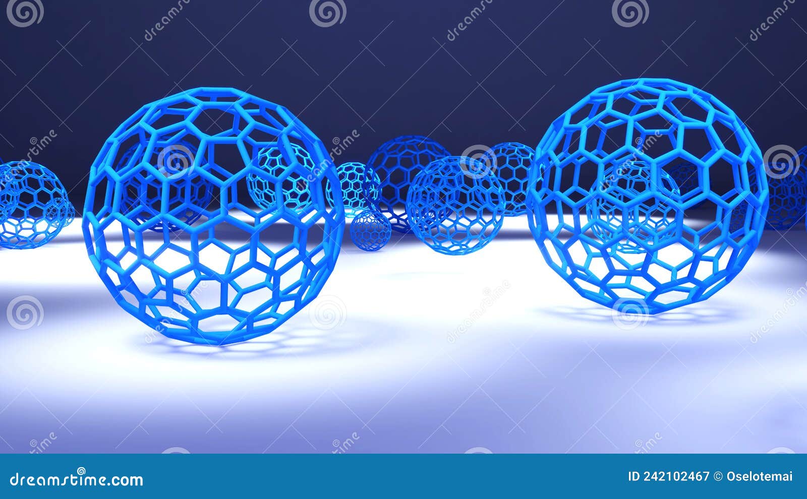 The Shape Structure of Nanotechnology on Blue Background,Nanotechnology ...