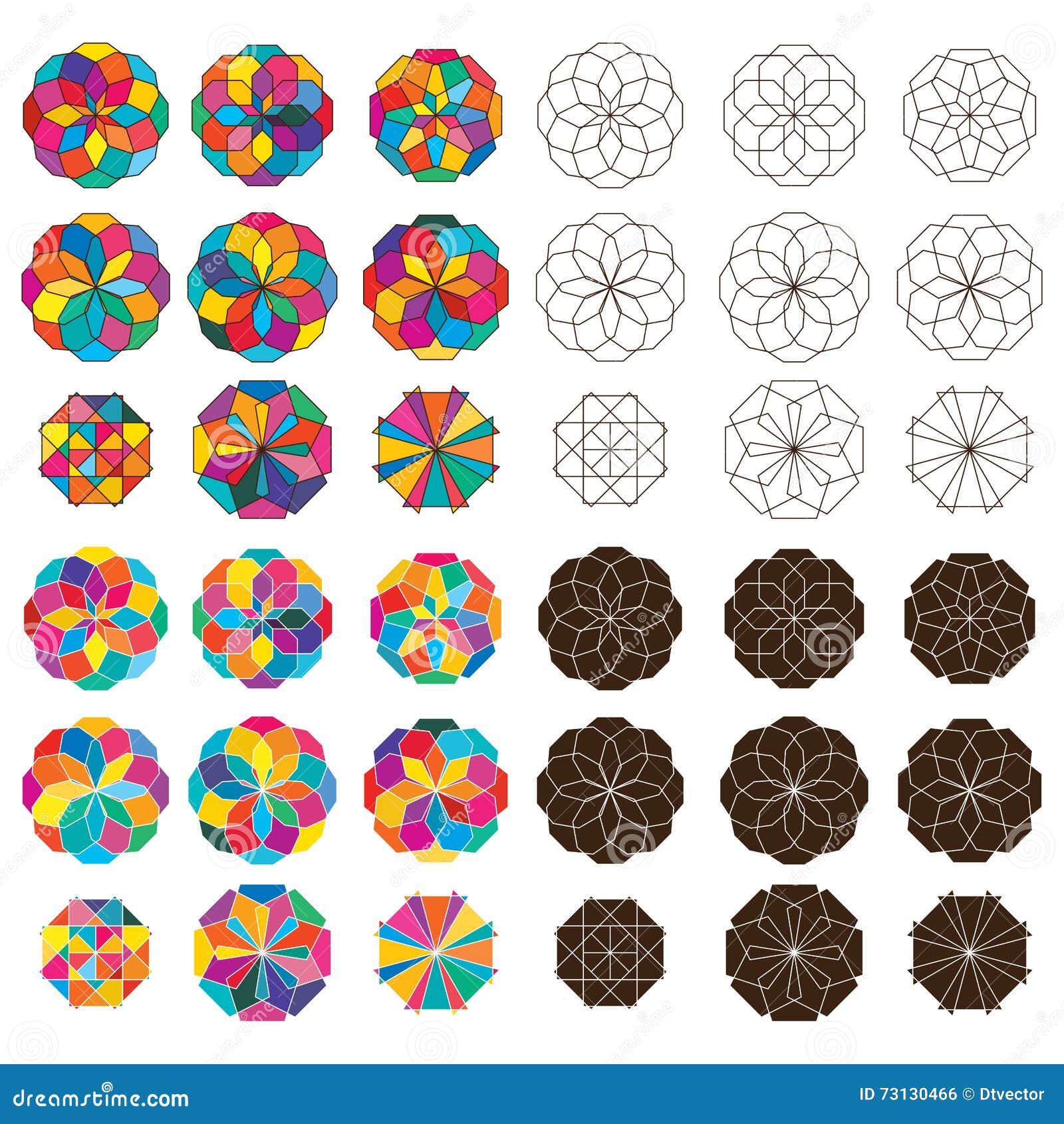 Shape Style Ray Symmetry Set Stock Vector - Illustration of circle ...