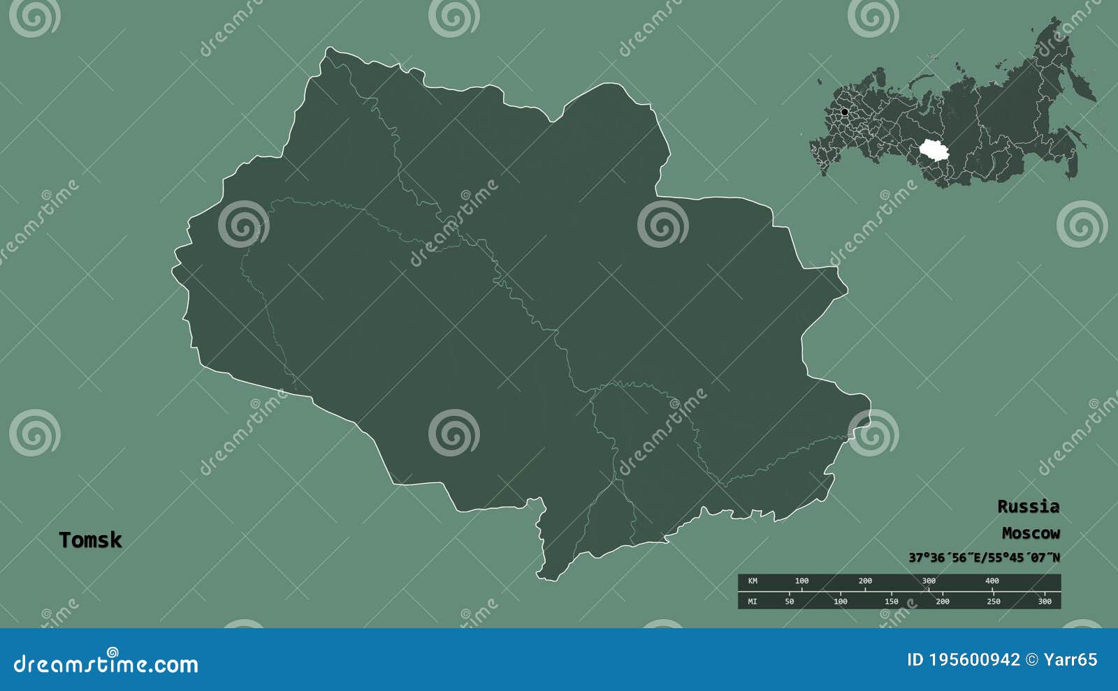 Tomsk, Region of Russia, Zoomed. Administrative Stock Illustration ...