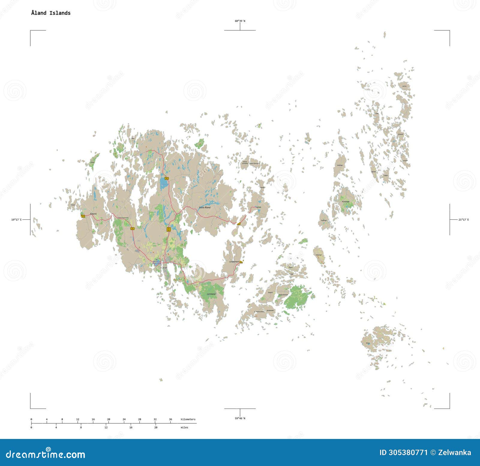 Aland Islands Shape on White. Topo German Stock Illustration ...