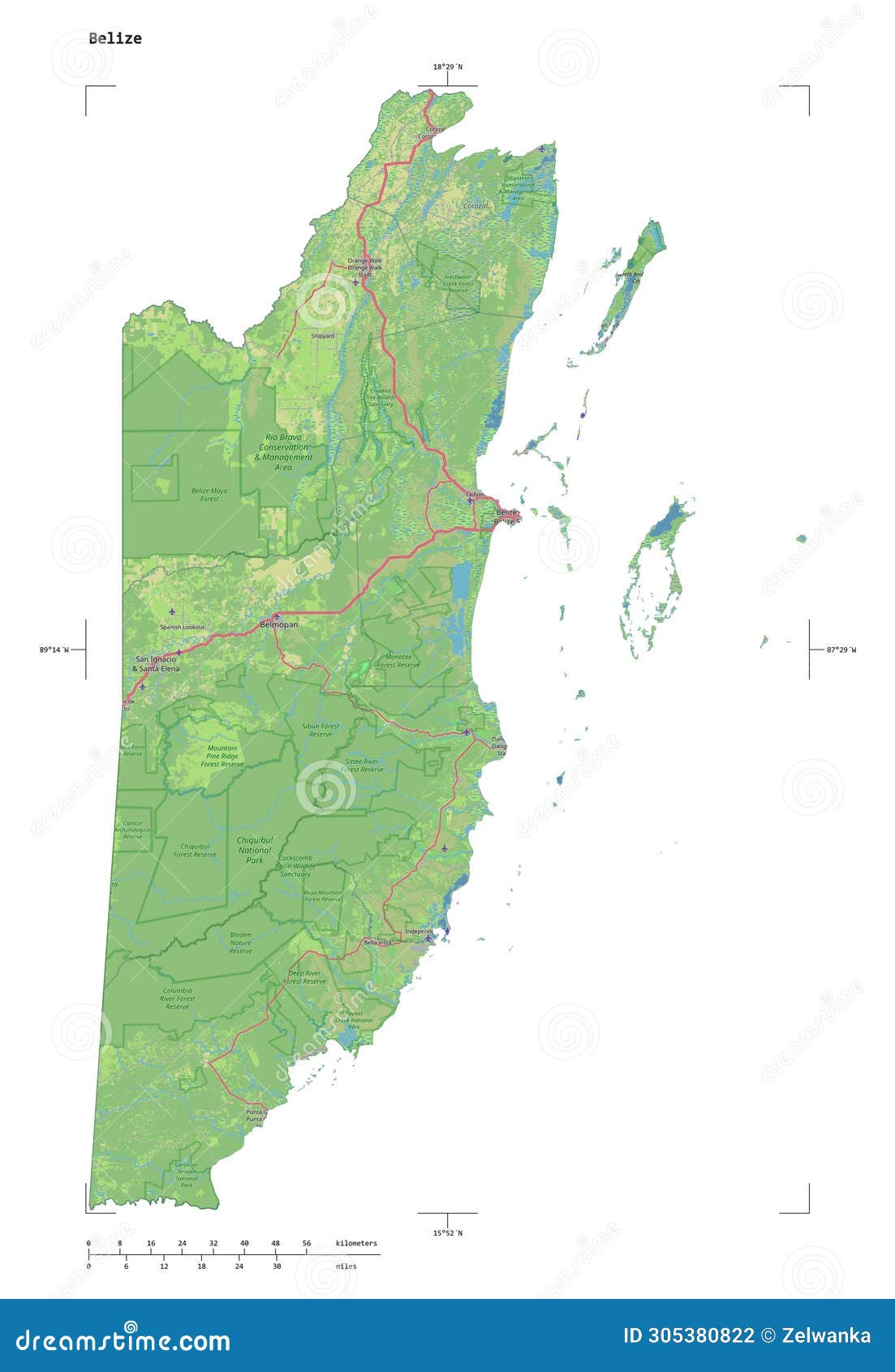 Belize Shape on White. Topo German Stock Illustration - Illustration of ...